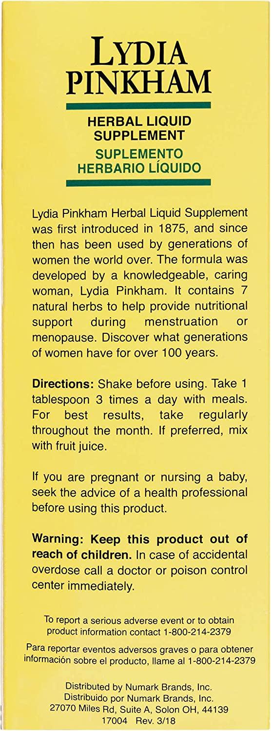 Lydia Pinkham Liquid Herbal Supplement - Menstruation & Menopause ...