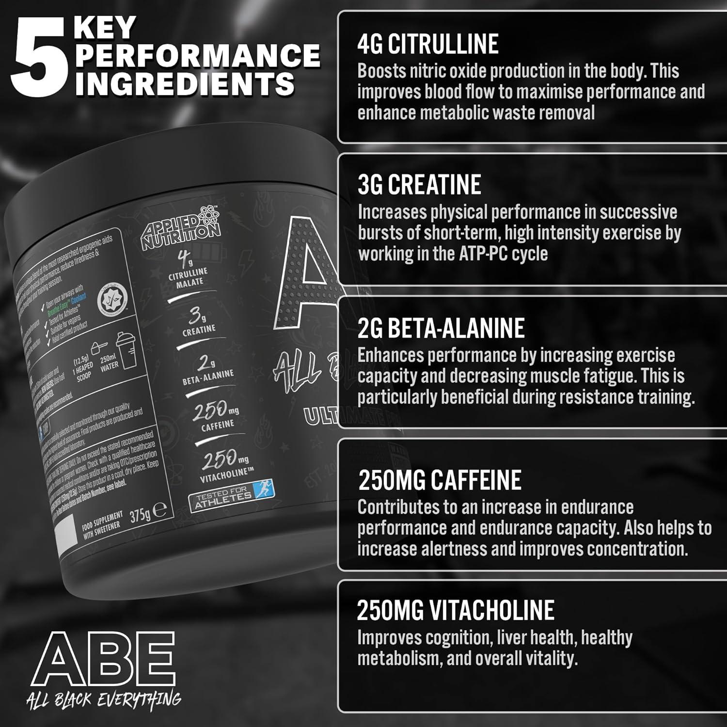 Applied Nutrition ABE Pre Workout Bundle: 375g Powder + 2.5LT Matt ...