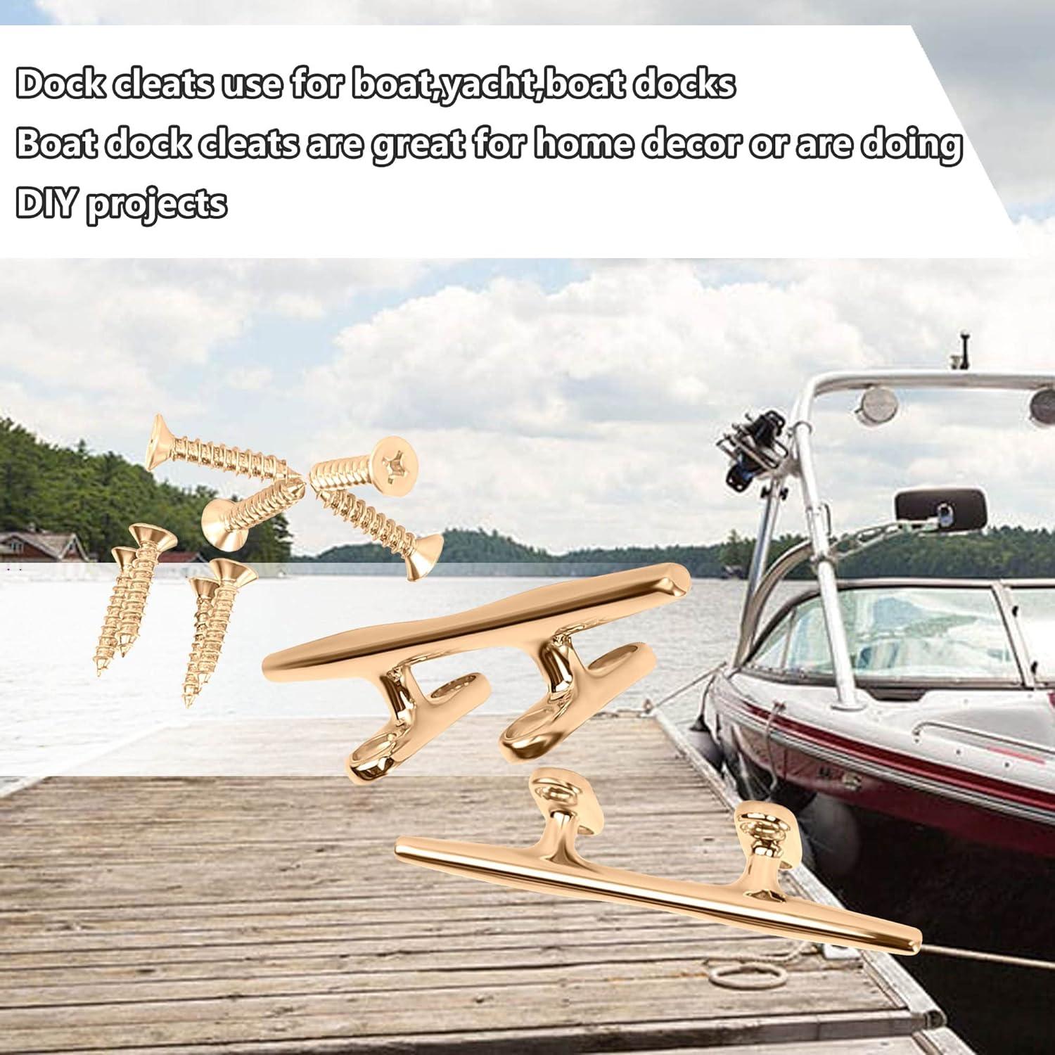 Searoam 4 Inch Brass Boat Cleat - Pack of 2 | Nautical Decor Mooring ...