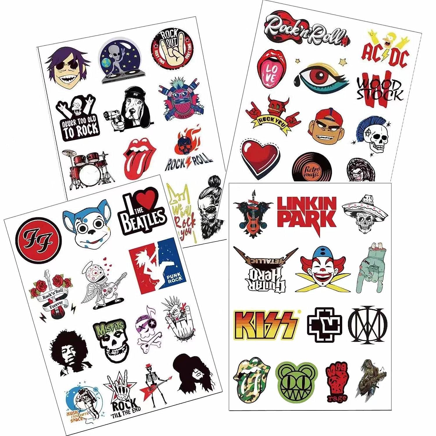 Rock Band Temporary Tattoos - 56 Styles for Kids/Teens Music Birthday ...