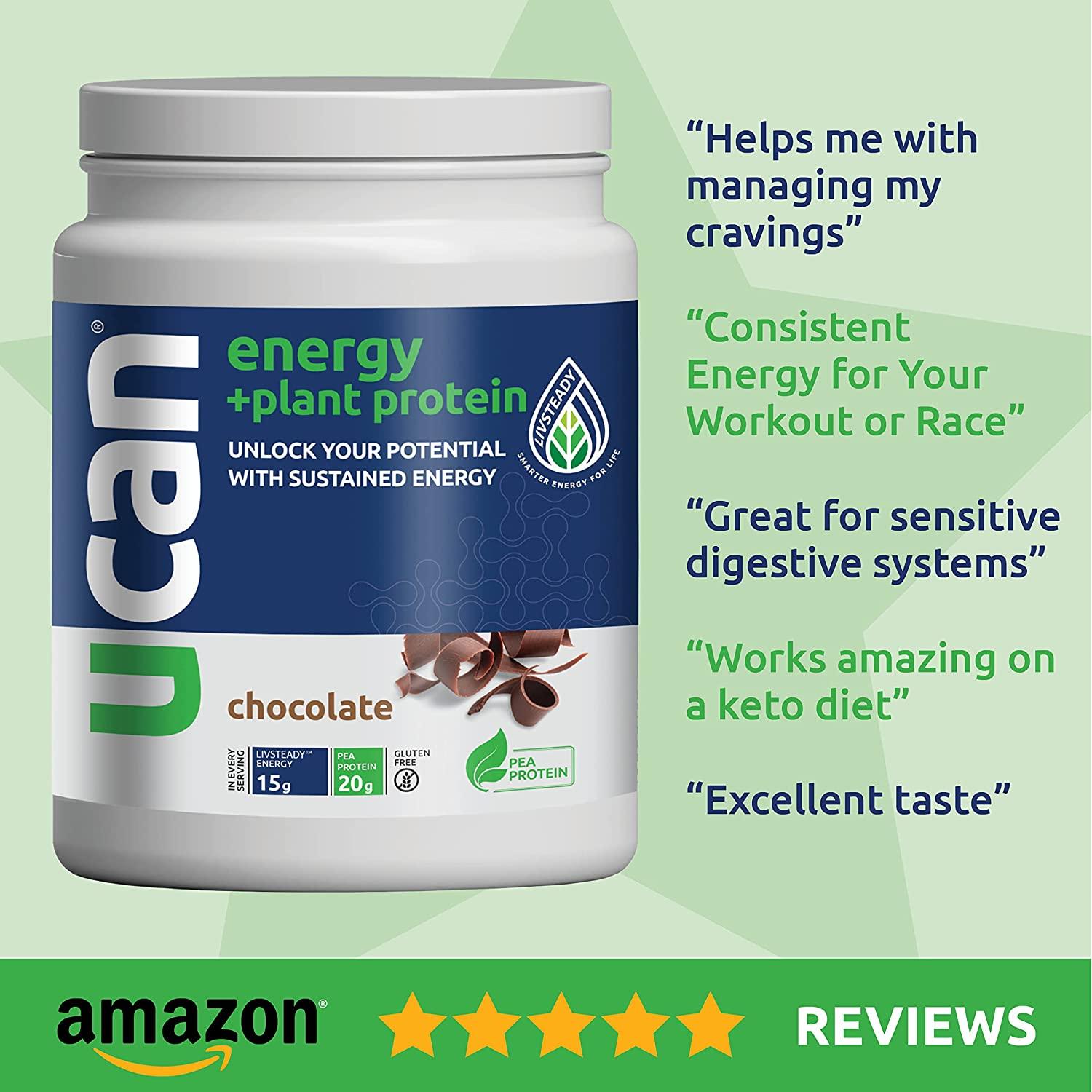UCAN Chocolate Plant Protein Powder - 20g Pea Protein for Energy Boost ...