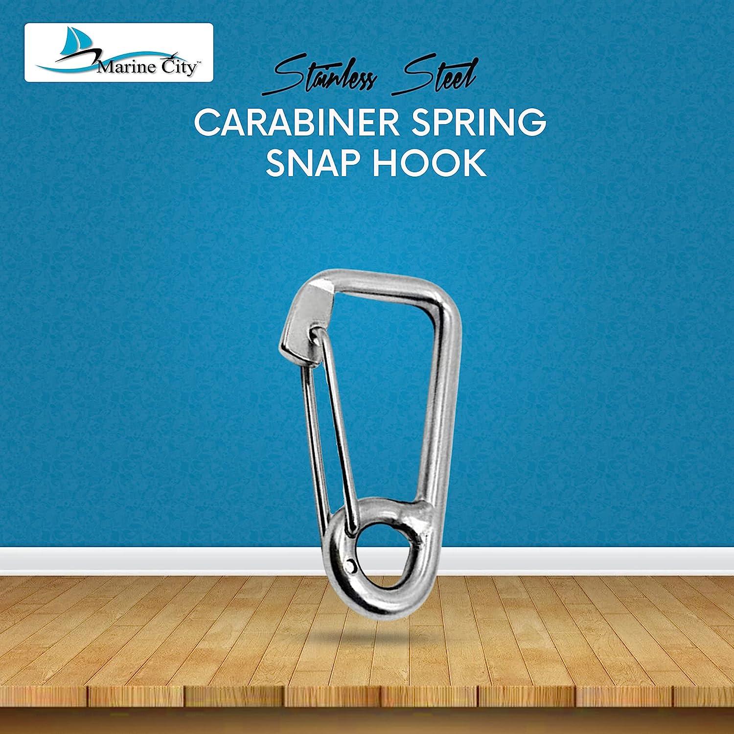 Marine City 316 Stainless Steel Carabiner Spring Snap Hook with Ring 2 ...