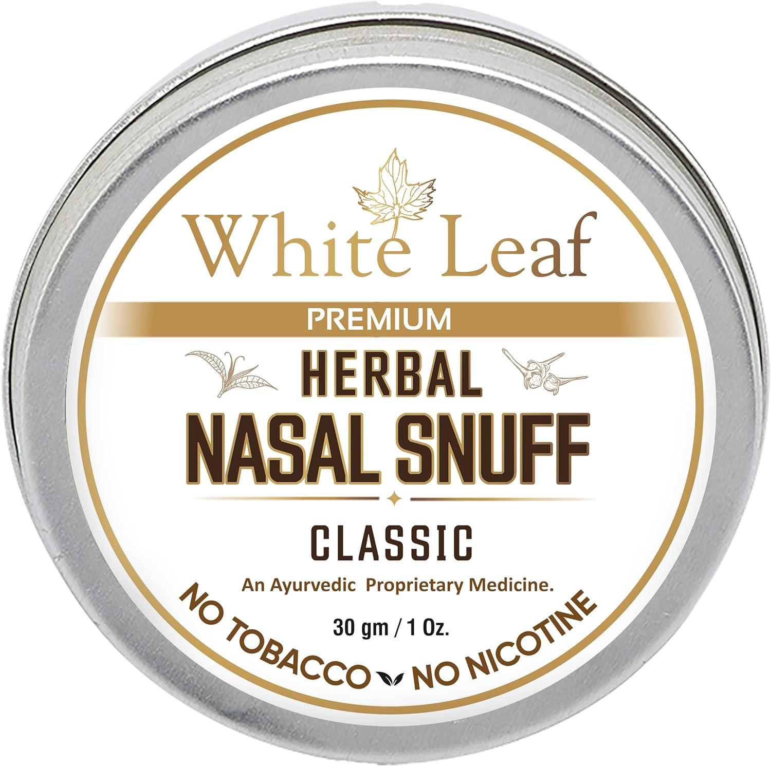 White Leaf Herbal Nasal Snuff 100% Tobacco Free and Nicotine Free Mint ...