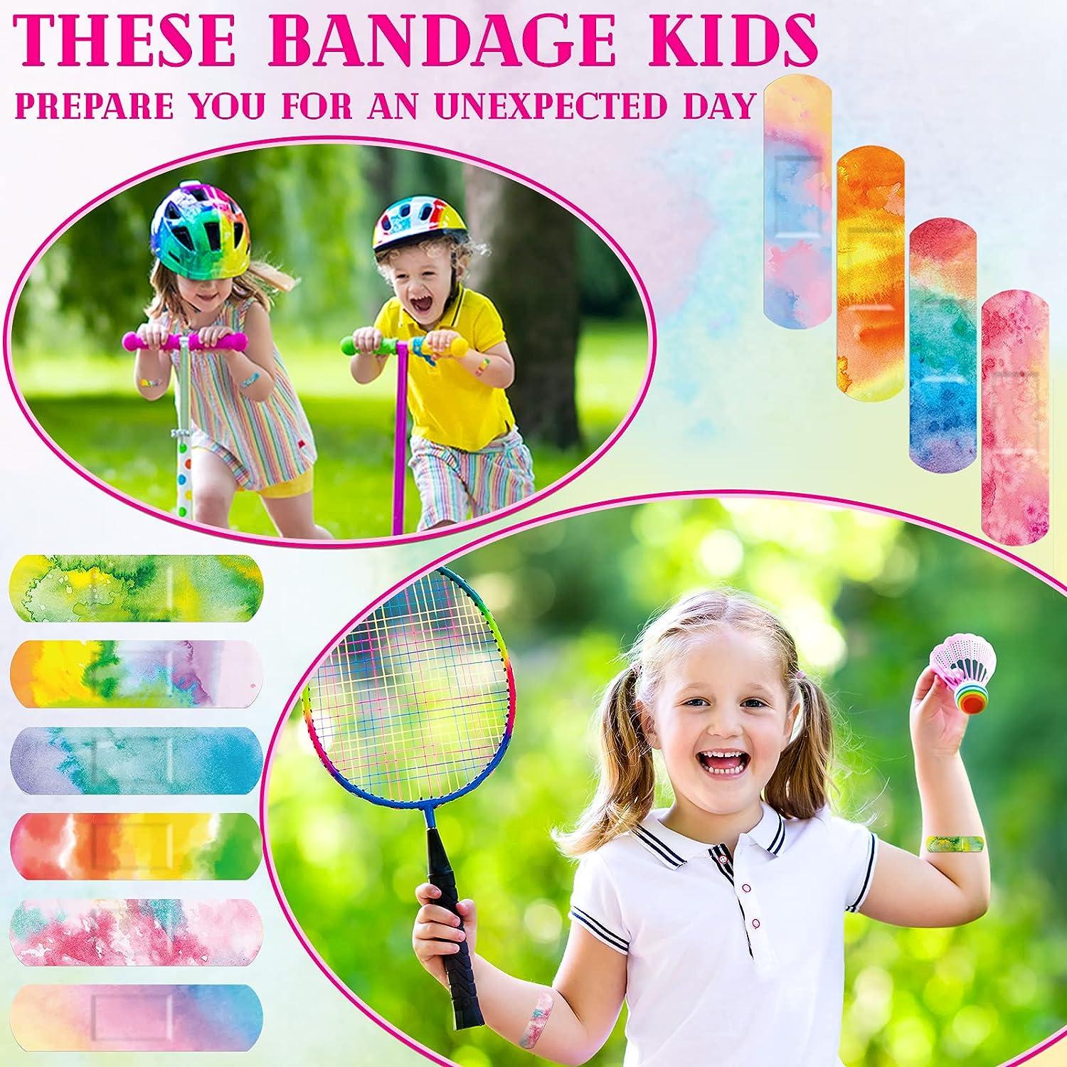 120 Pcs Kids Tie Dye Bandages - Waterproof Adhesive Care for Cuts ...