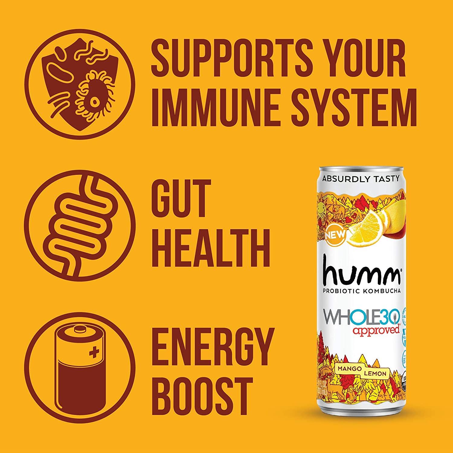 Humm Whole30 Approved Probiotic Kombucha Variety Pack - 2 Billion ...