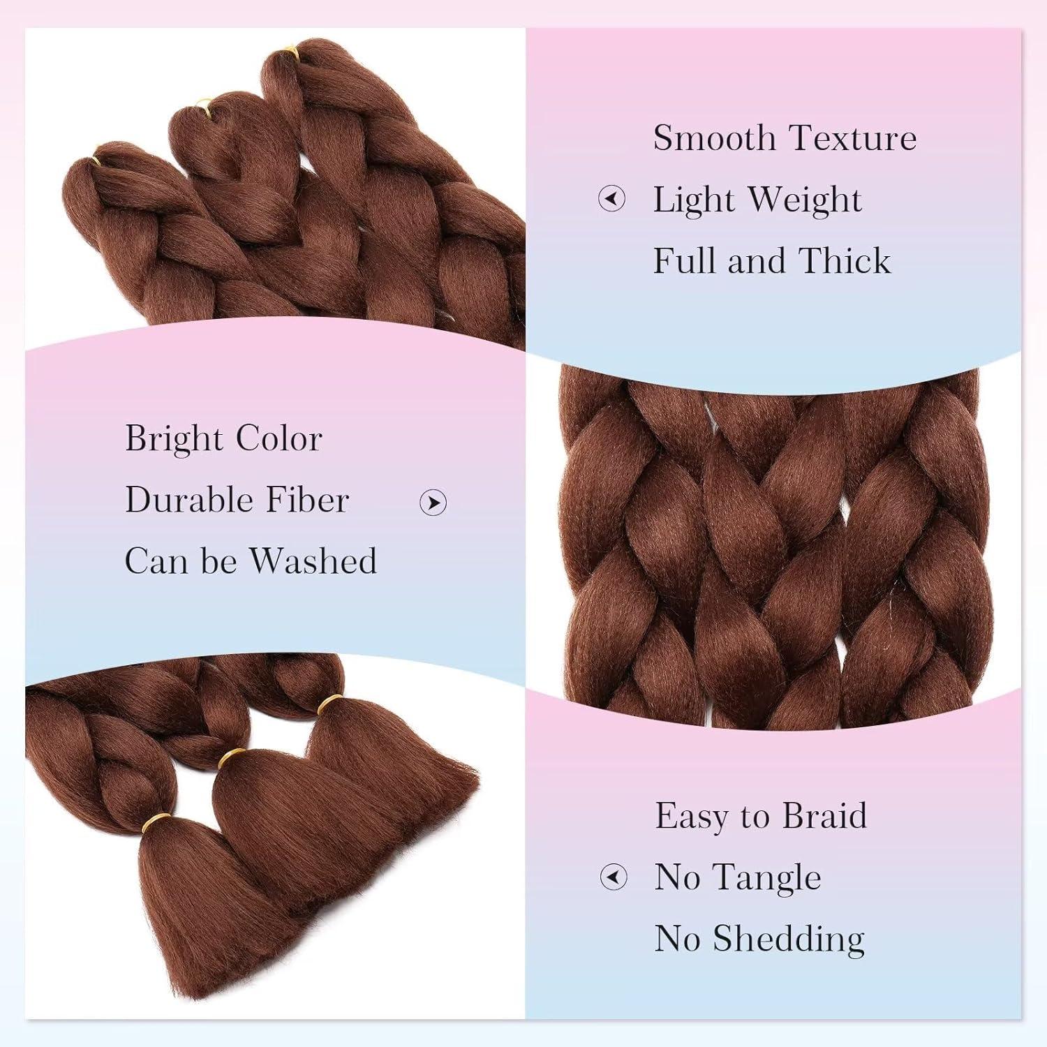 Shop Tess Braids Extensions - 60 cm Chocolate Brown Jumbo Kanekalon ...