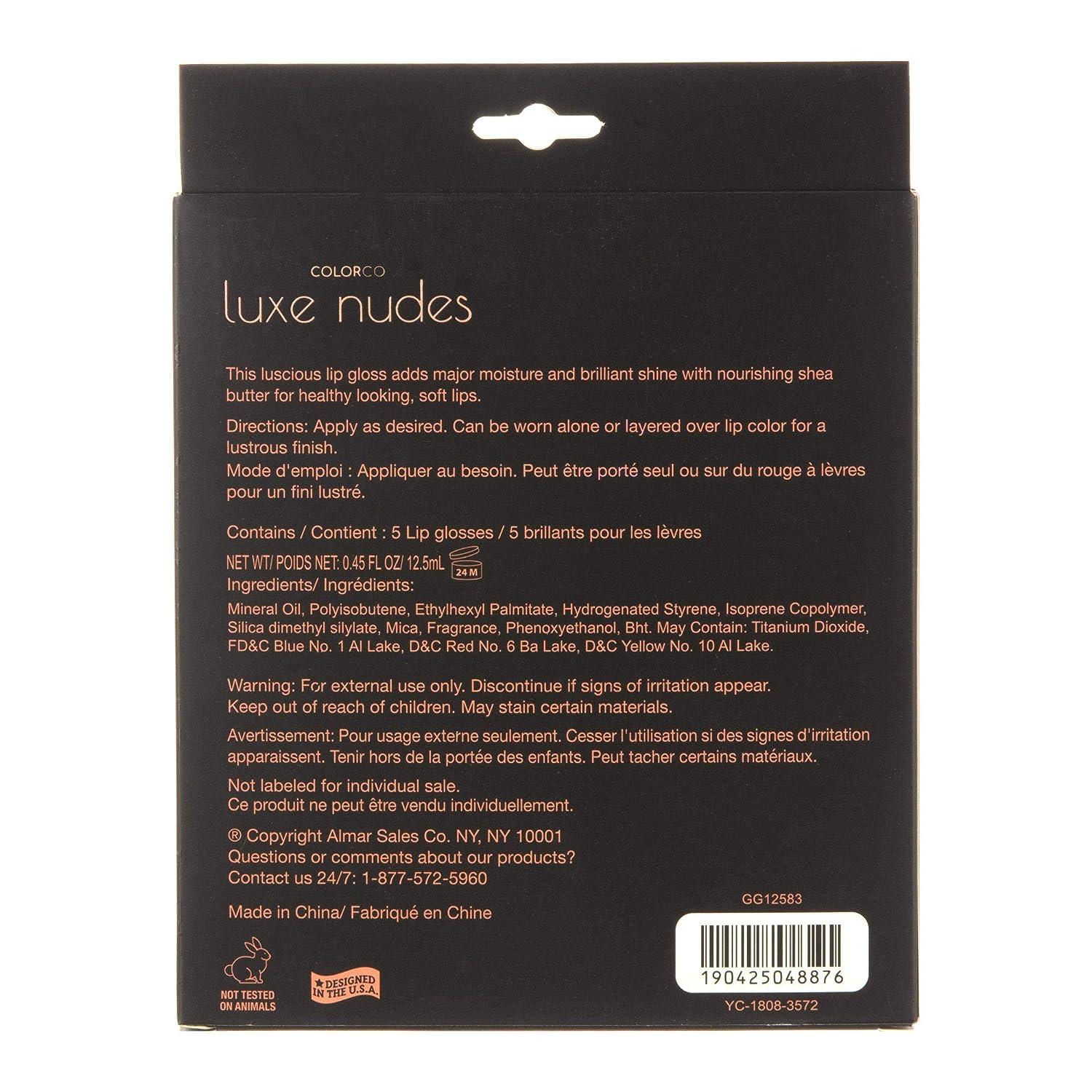 COLORCO Luxe Nudes Lip Gloss Set - 5pc Collection | Metallic Berry Hue | Long Lasting ...