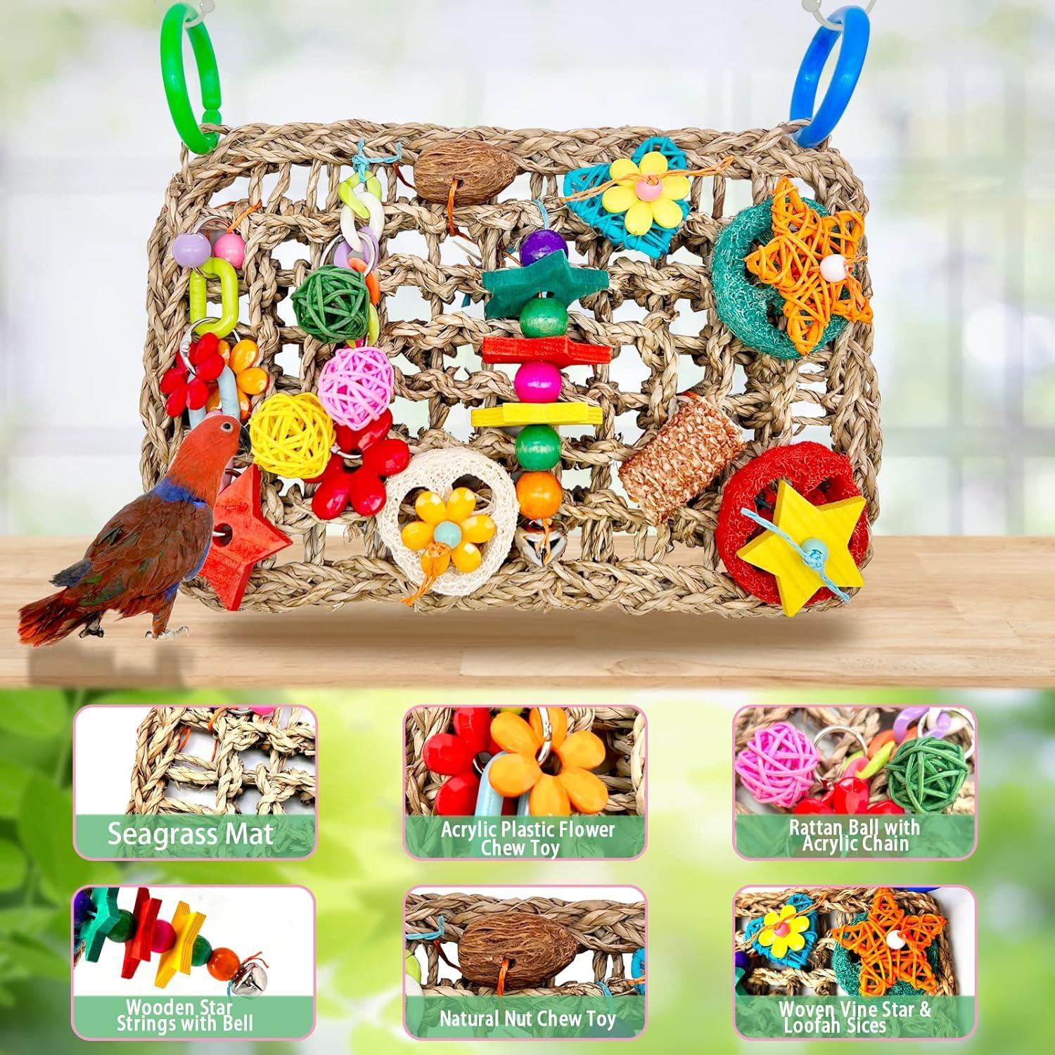 Wellensing Colorful Wavy Toy Accessories for Parrots - Edible Seagrass ...