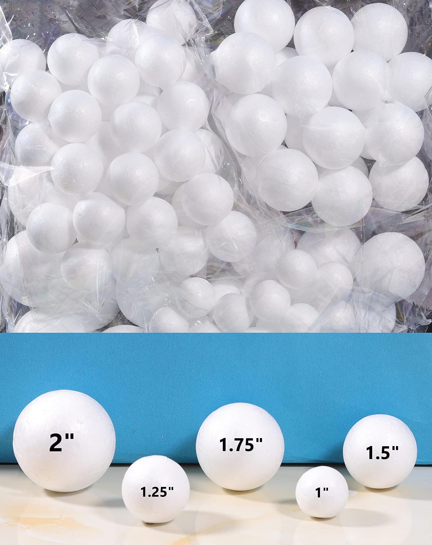 124 Pack Craft Foam Balls - White Polystyrene Assorted Sizes for DIY Crafting - Bulk Decorative ...