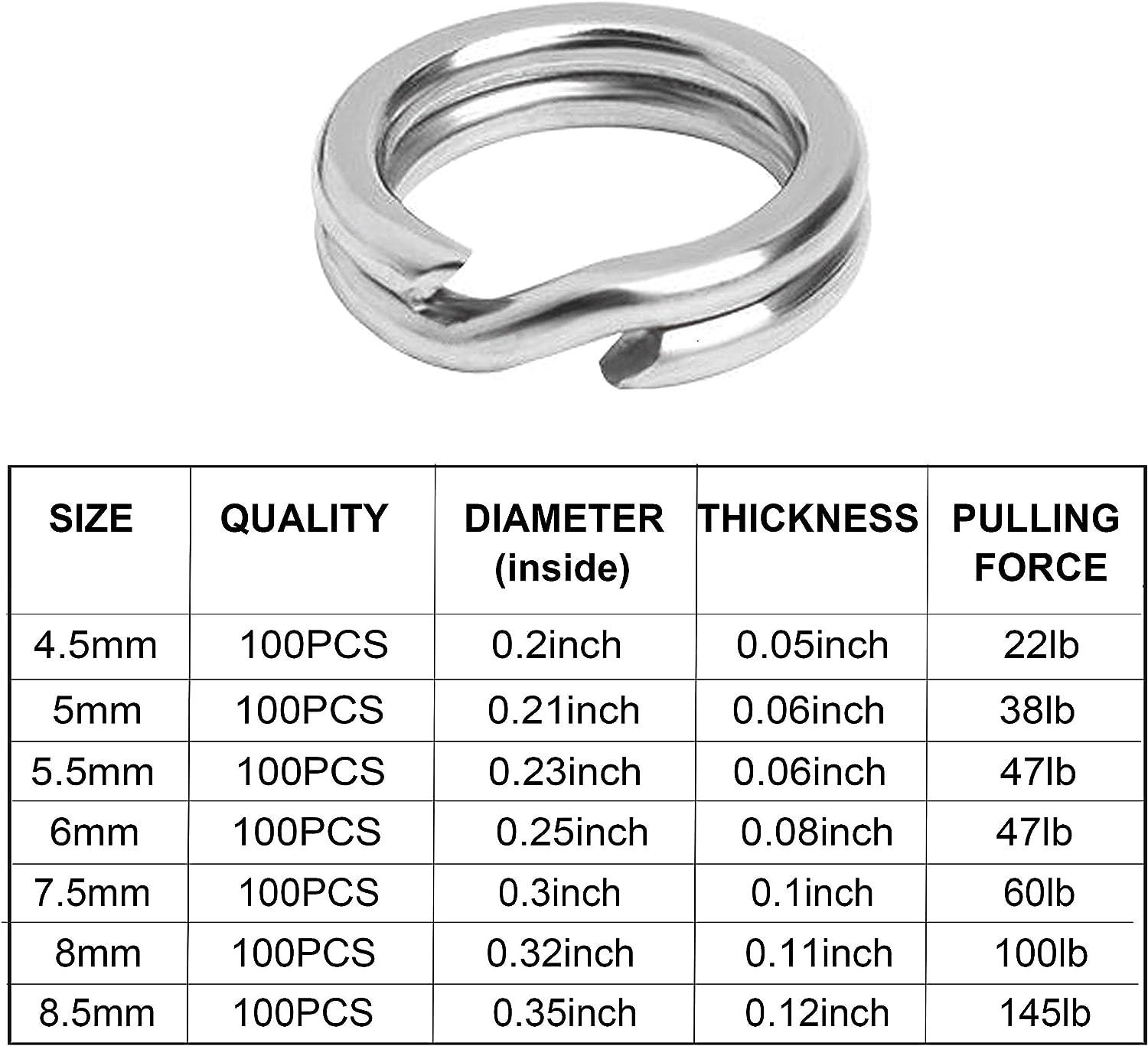 100pcs Heavy Duty Stainless Steel Double Split Rings Fishing Tackle 2 ...