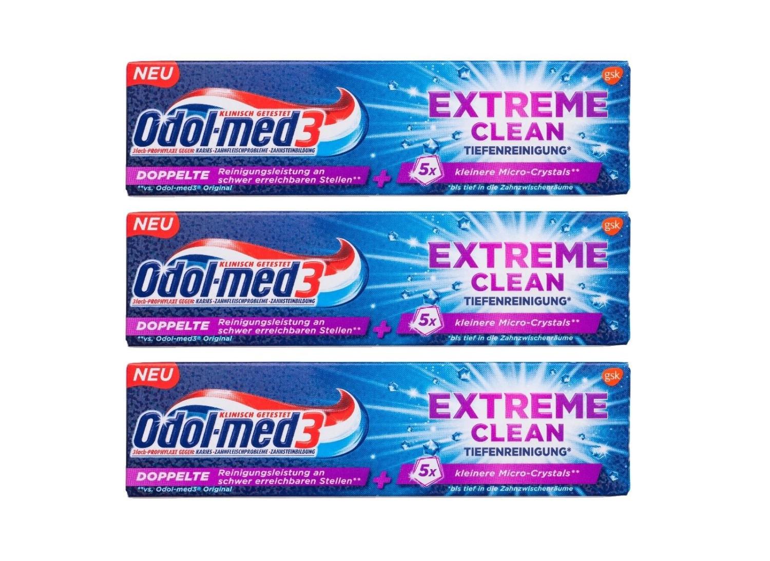 Buy 3x Odol-med 3 Extreme Clean Deep Cleaning Toothpaste 75ml ...