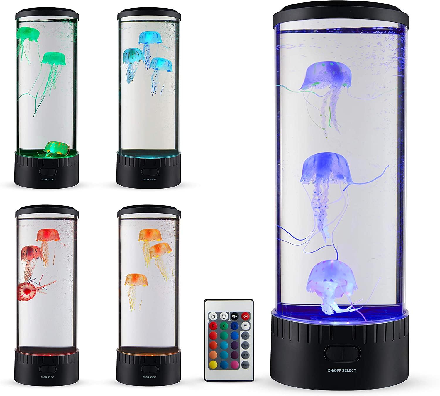 SensoryMoon Large LED Jellyfish Lava Lamp Aquarium with 3 Glowing Fake ...