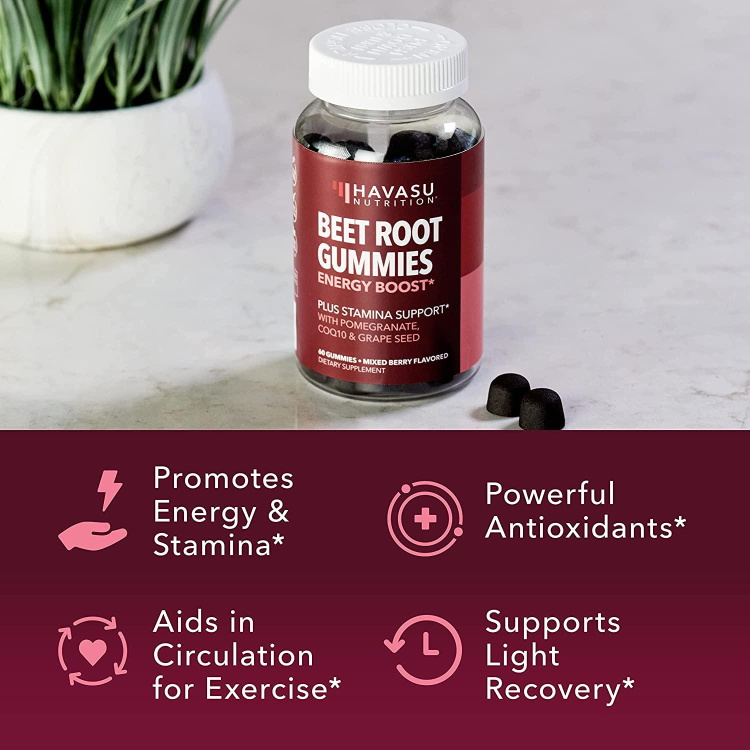 Beet Root + COQ10 Gummies Nitric Oxide Booster with Pomegranate Extract ...