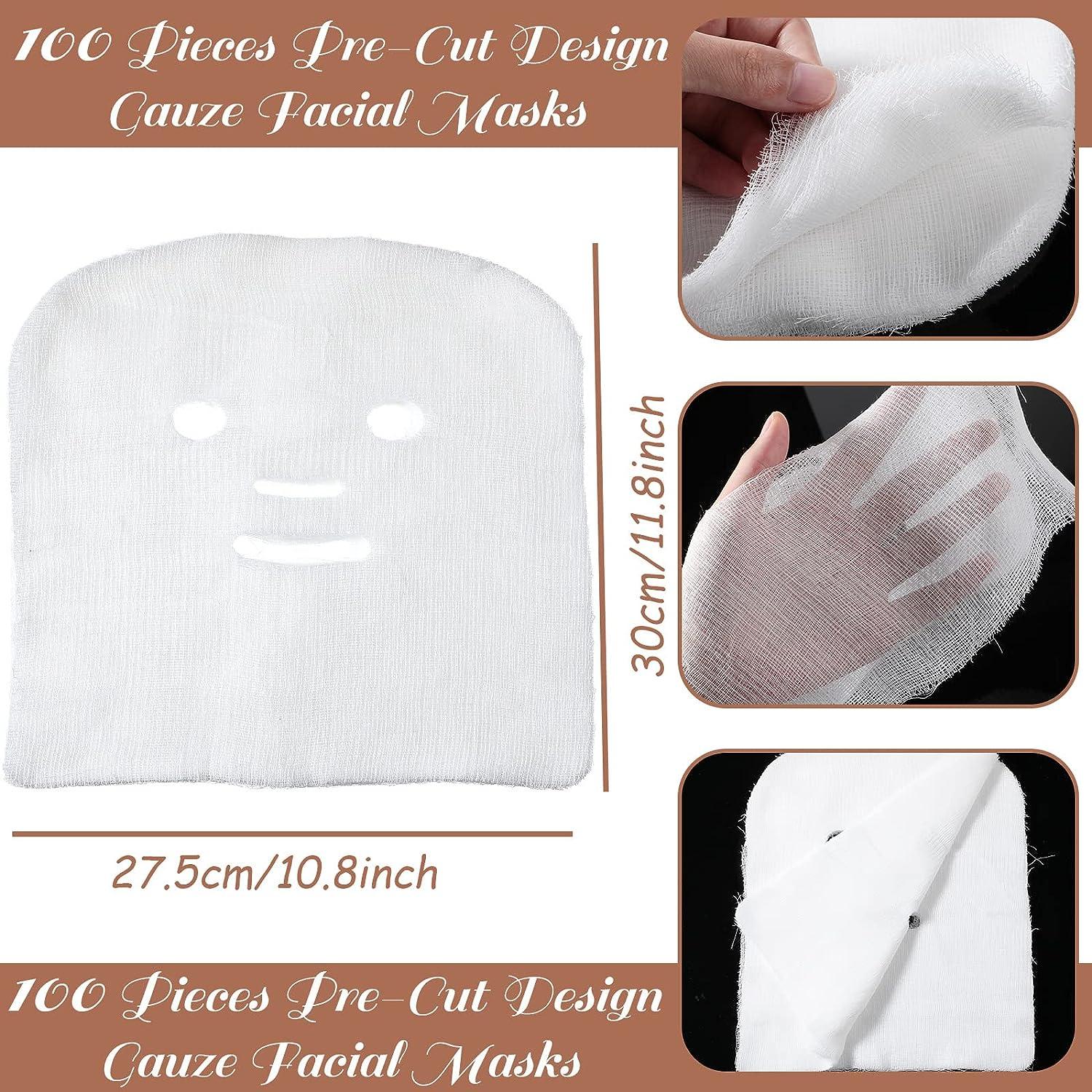 Leelosp 100 Pieces Large Precut Gauze Face Masks - Natural Spa Facial ...