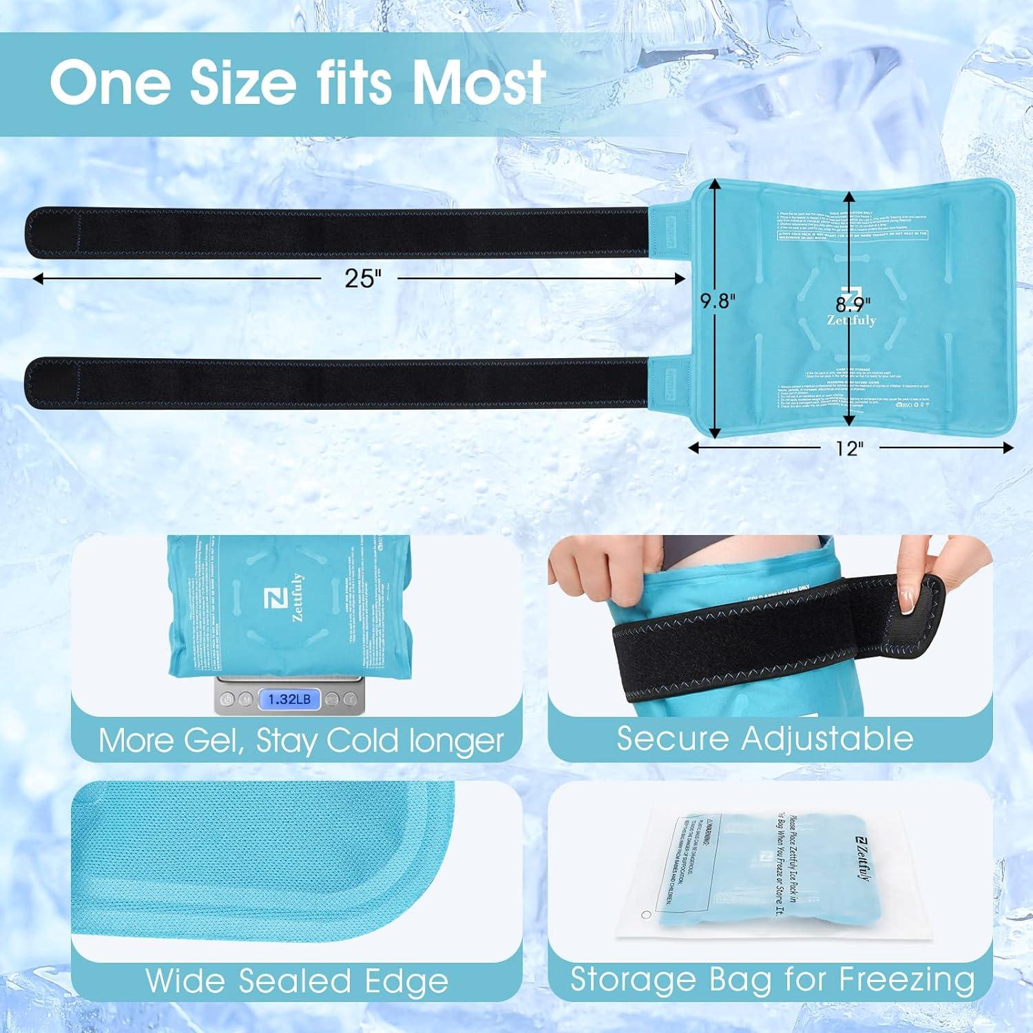 Zettfuly Knee Ice Pack Wrap - Cold Compression Therapy for Knee Pain ...