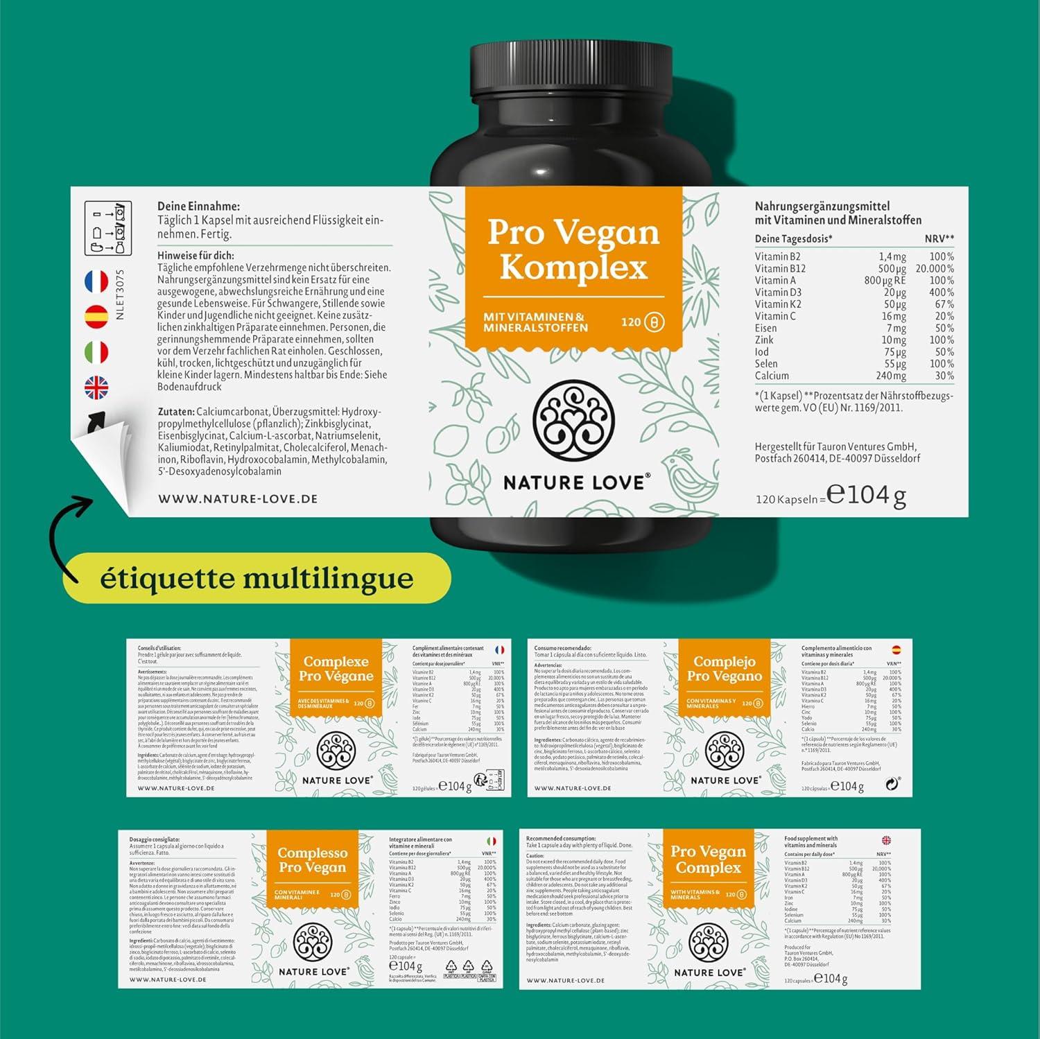 Pro Vegan Complex - 120 Capsules - Vitamins and Minerals for Vegans and ...