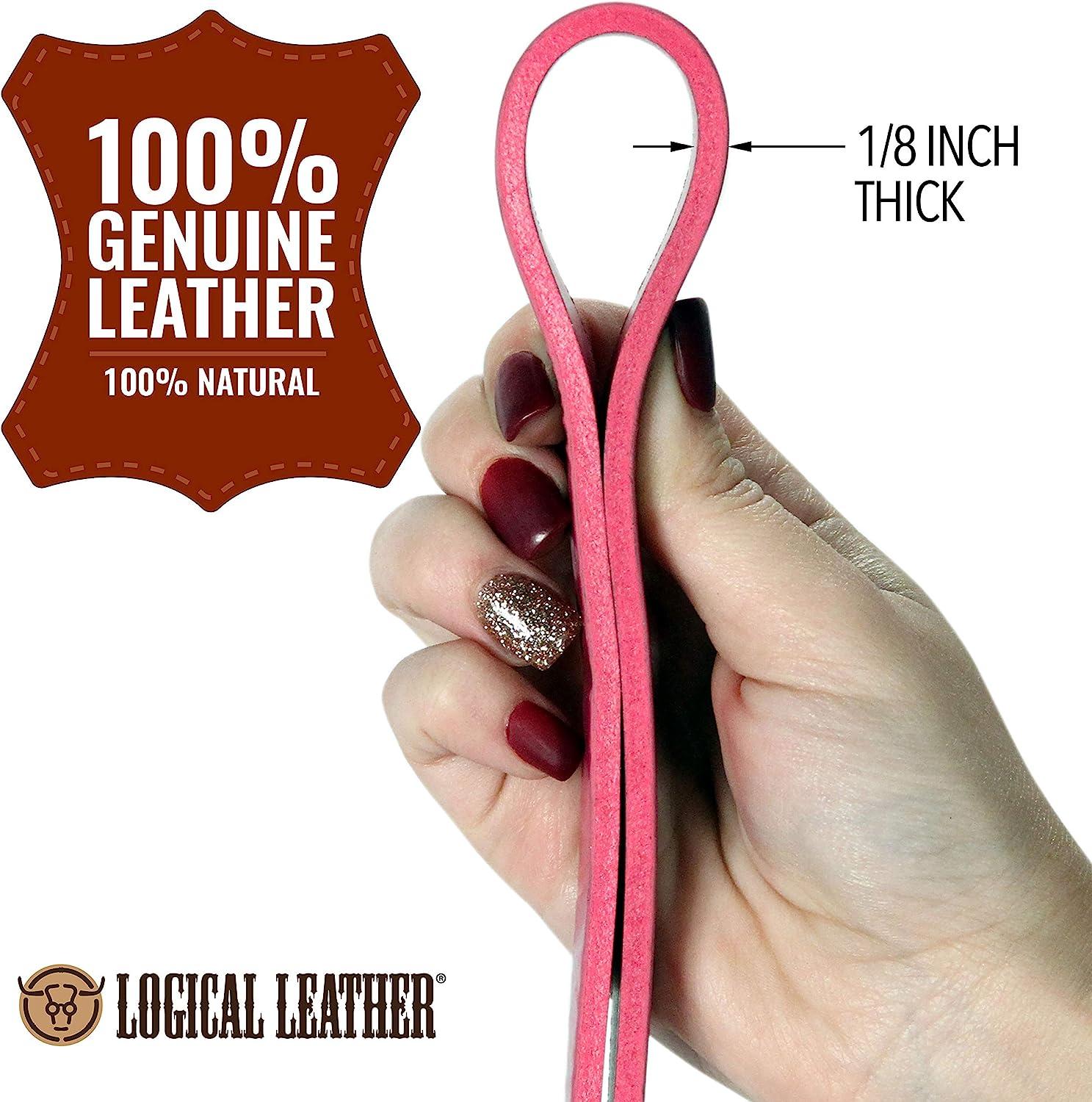 Logical Leather 6ft Heavy Duty Full Grain Leather Dog Leash - Pink ...