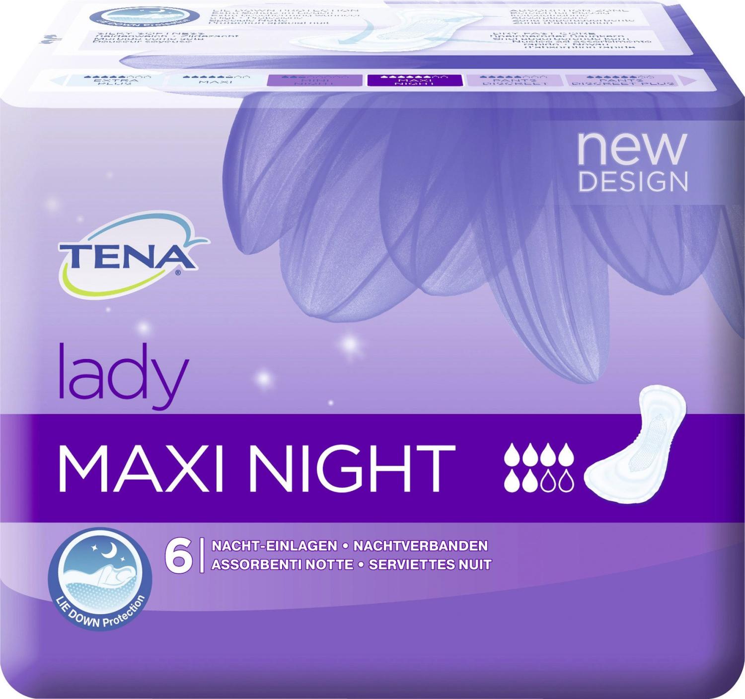 Tena Lady Maxi Night - 6 Pack | Ultra Absorbent & Comfortable ...
