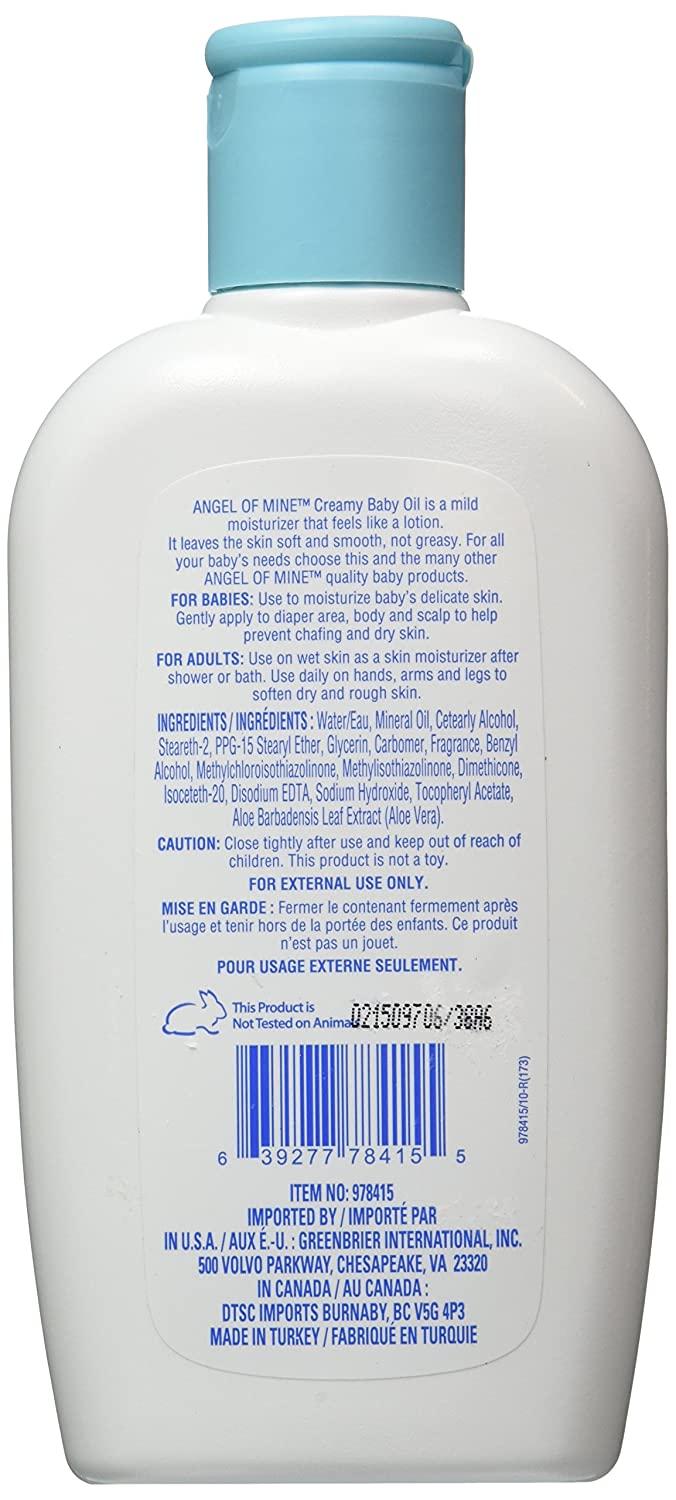 Angel of Mine Creamy Baby Oil with Aloe Vera & Vitamin E - 10 oz ...