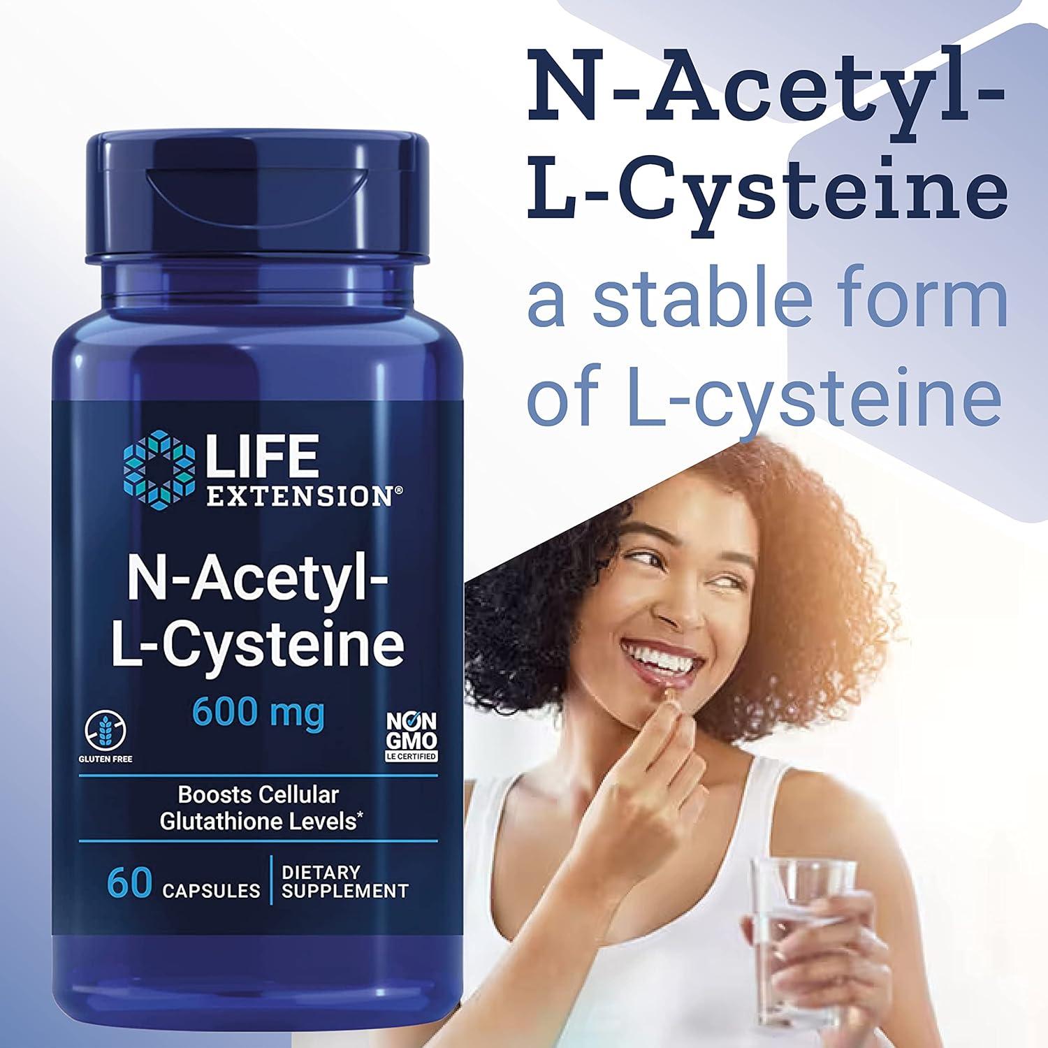 Life Extension N-Acetyl-Cysteine (NAC) 600mg Depot 60 Vegan Capsules ...