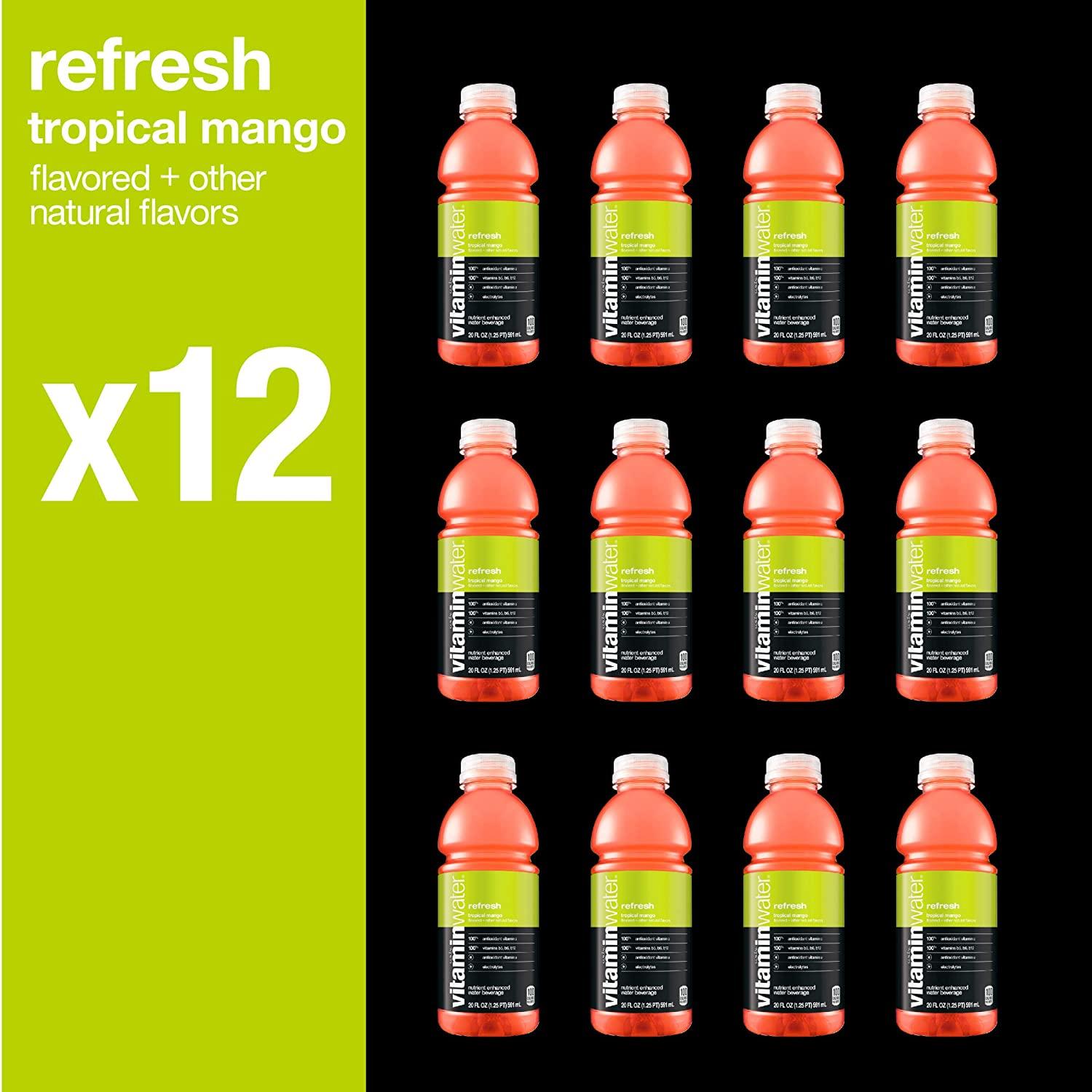 Vitaminwater Refresh Tropical Mango 20 Fl Oz (Pack of 12) | Electrolyte ...
