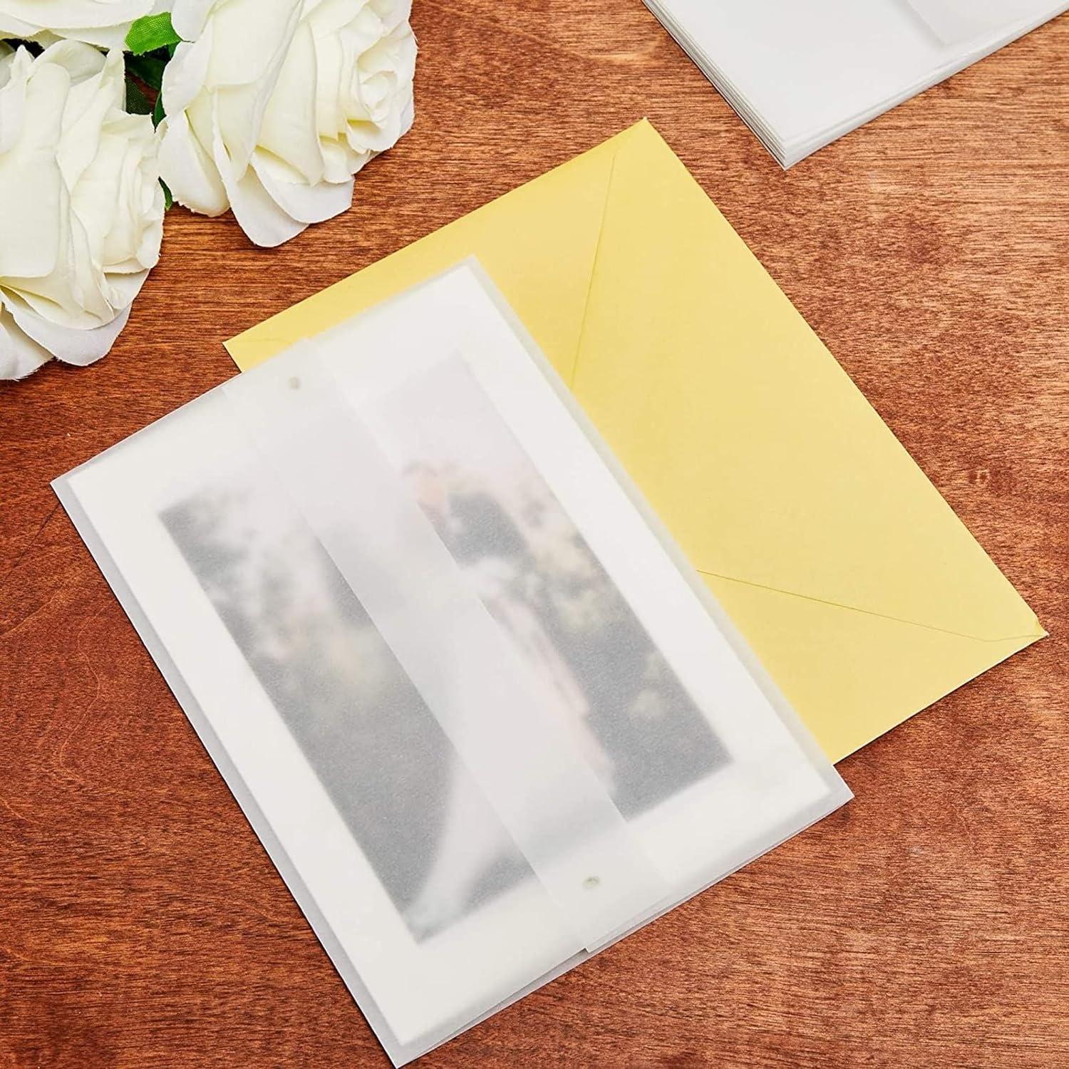 100 Pack Transparent Vellum Jackets for 5x7 Wedding Invitations - Bulk ...
