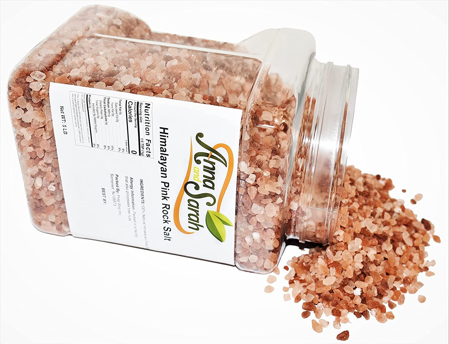 Anna and Sarah Himalayan Pink Rock Salt 5 Lbs - Premium Quality in Jar ...