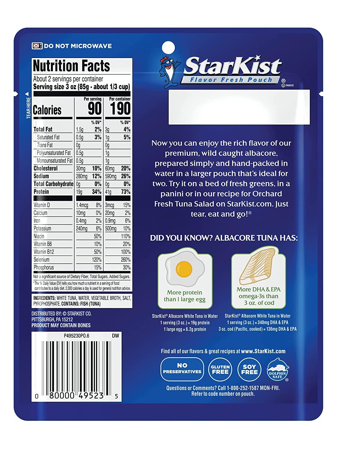 Starkist Wild Caught Albacore White Tuna 6.4oz Pouch | Sustainable Tuna ...