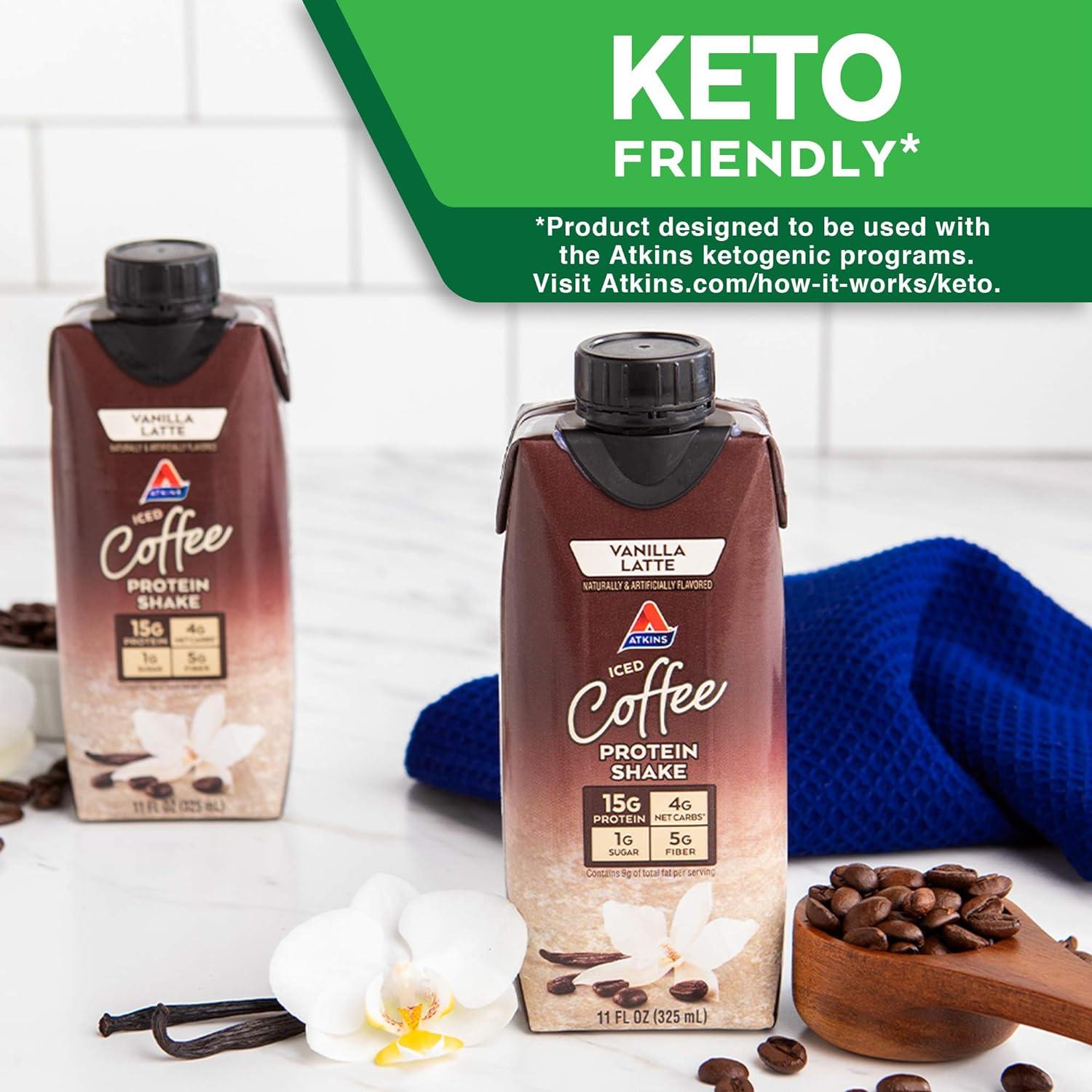 Atkins Vanilla Latte Protein Shake - 4 Pack of Iced Coffee Shakes | Buy ...