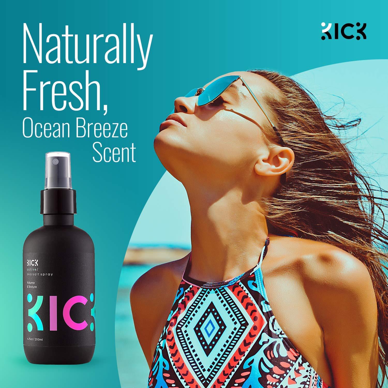 Kick Sea Salt Spray for Gorgeous Beachy Waves - 6.75oz Natural ...