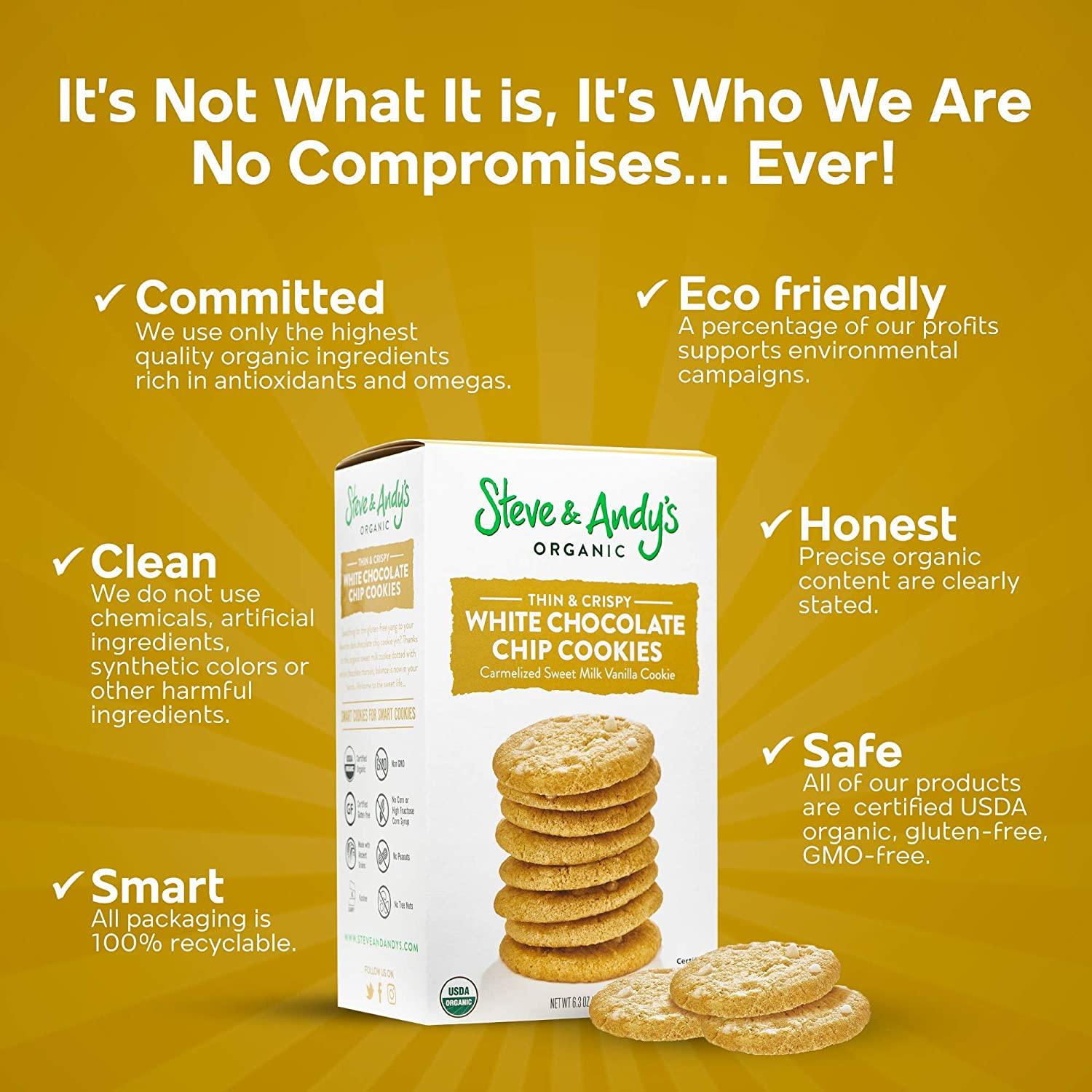 Steve and Andys Gluten Free Vanilla White Chocolate Crunchy Cookies (2 ...