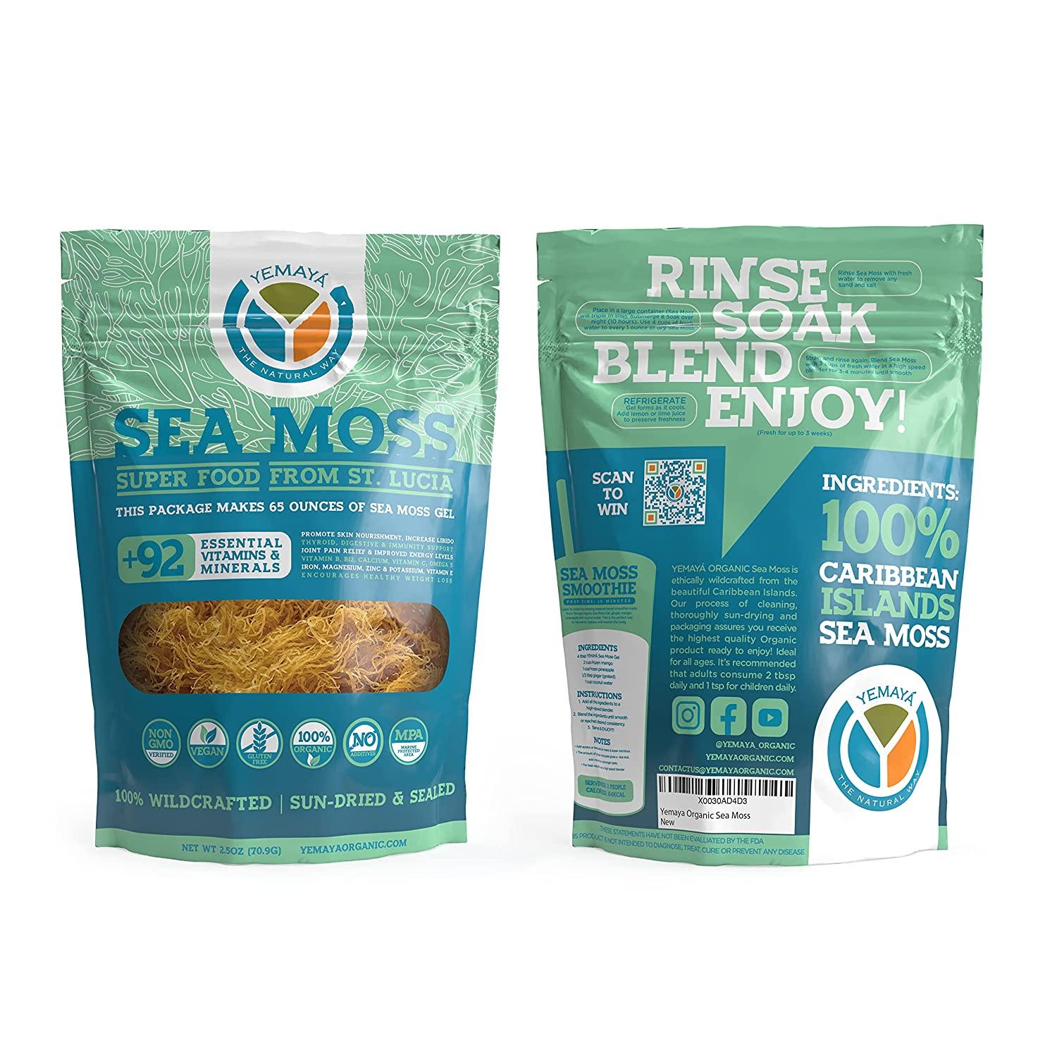 100% Wildcrafted Organic Sea Moss | Raw Sun-dried | Makes 65oz Gel ...