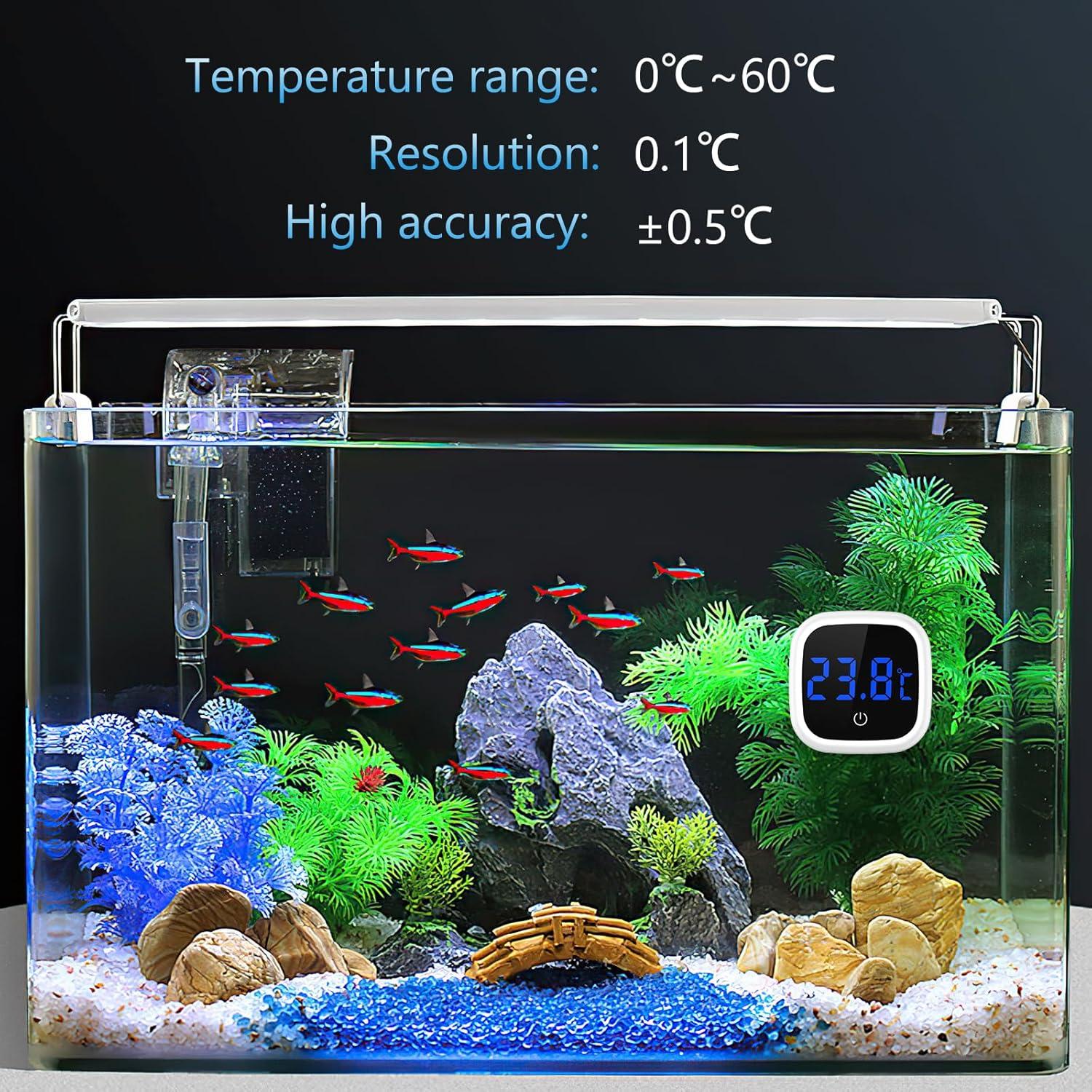 Brifit Mini Digital Aquarium Thermometer 2 Pieces - Precision LED Touch ...