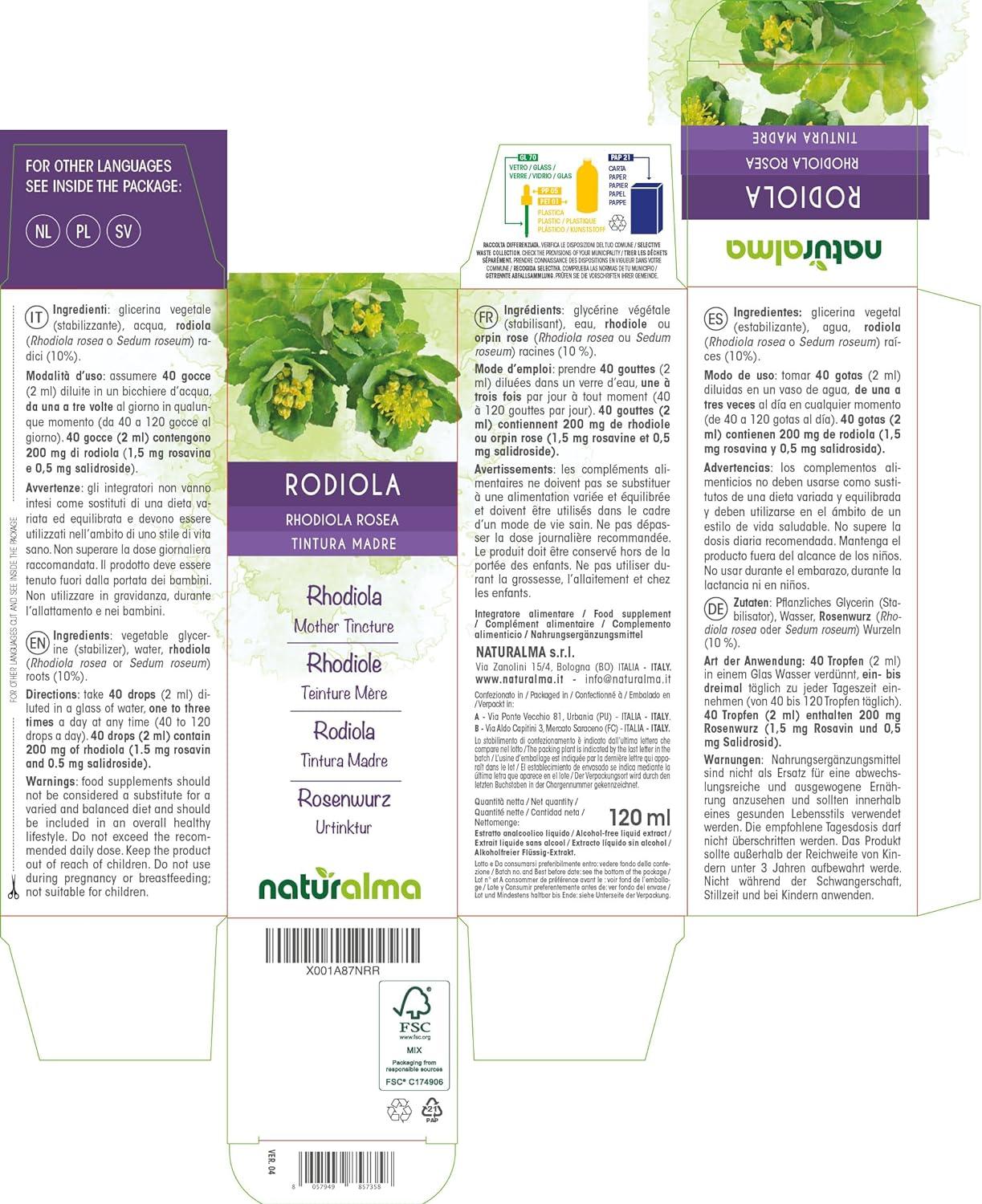 Rhodiola Rosea Roots Mother Tincture 120ml | Alcohol-Free Liquid ...