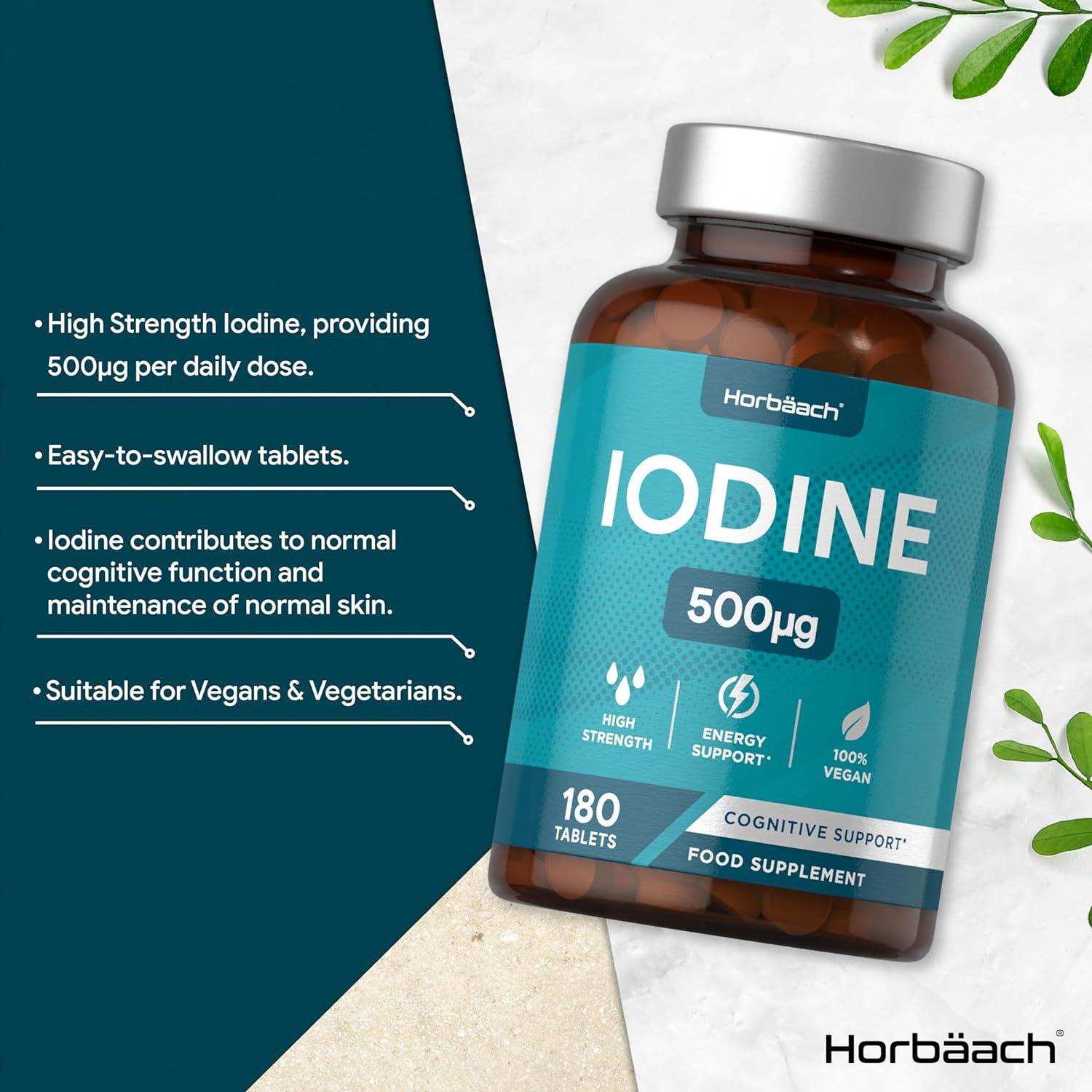 Iodine Tablets 500mcg | High Strength Potassium Iodide Supplement | 180 ...