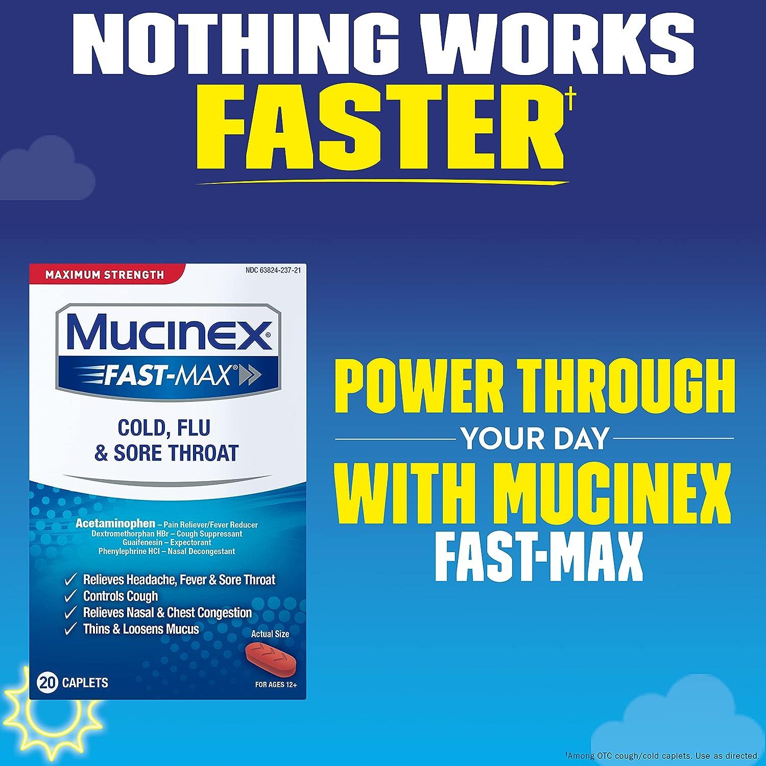 Mucinex Fast-Max Cold Flu & Sore Throat Caplets 20ct - Fast Relief for ...