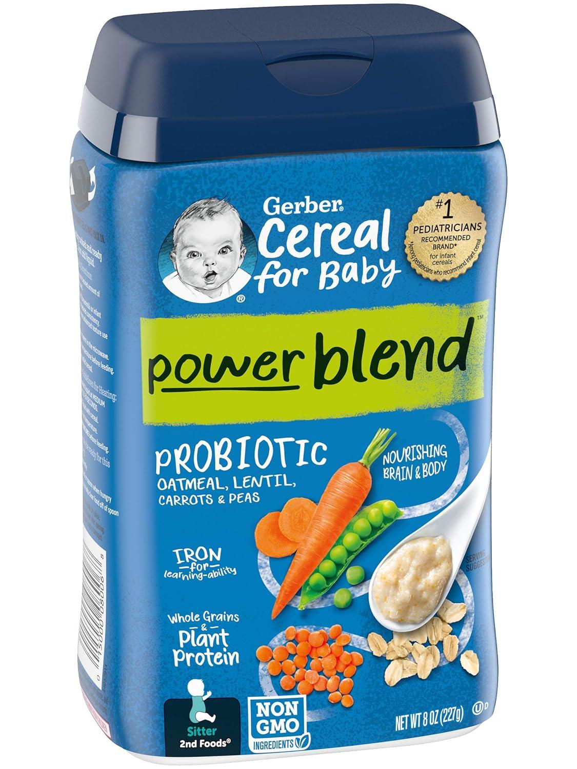 Gerber 2nd Foods Power Blend Probiotic Oatmeal Lentil Carrots & Peas ...