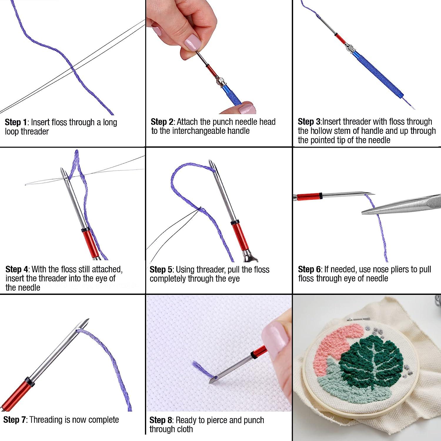 SINGER 8 Piece Punch Needle Embroidery Kit with Interchangeable Handle ...