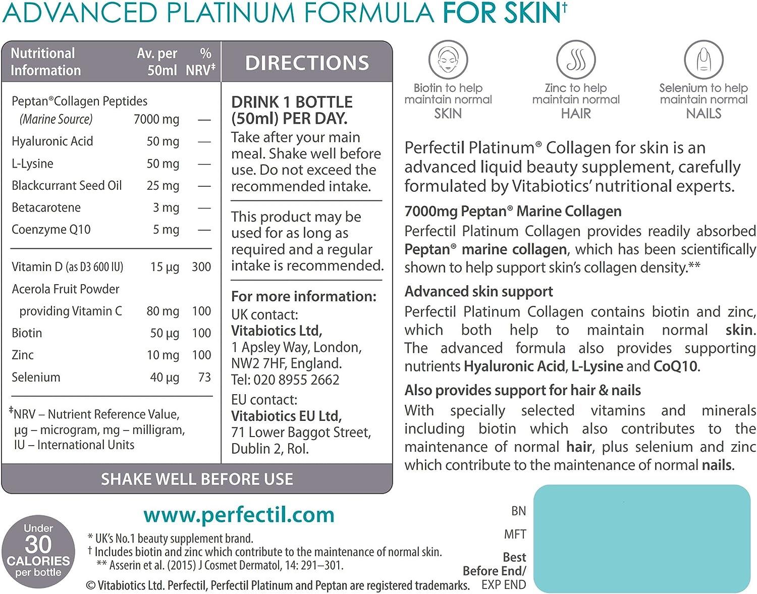 Vitabiotics Platinum Collagen Skin Drink - 10 x 50ml | Perfectil ...