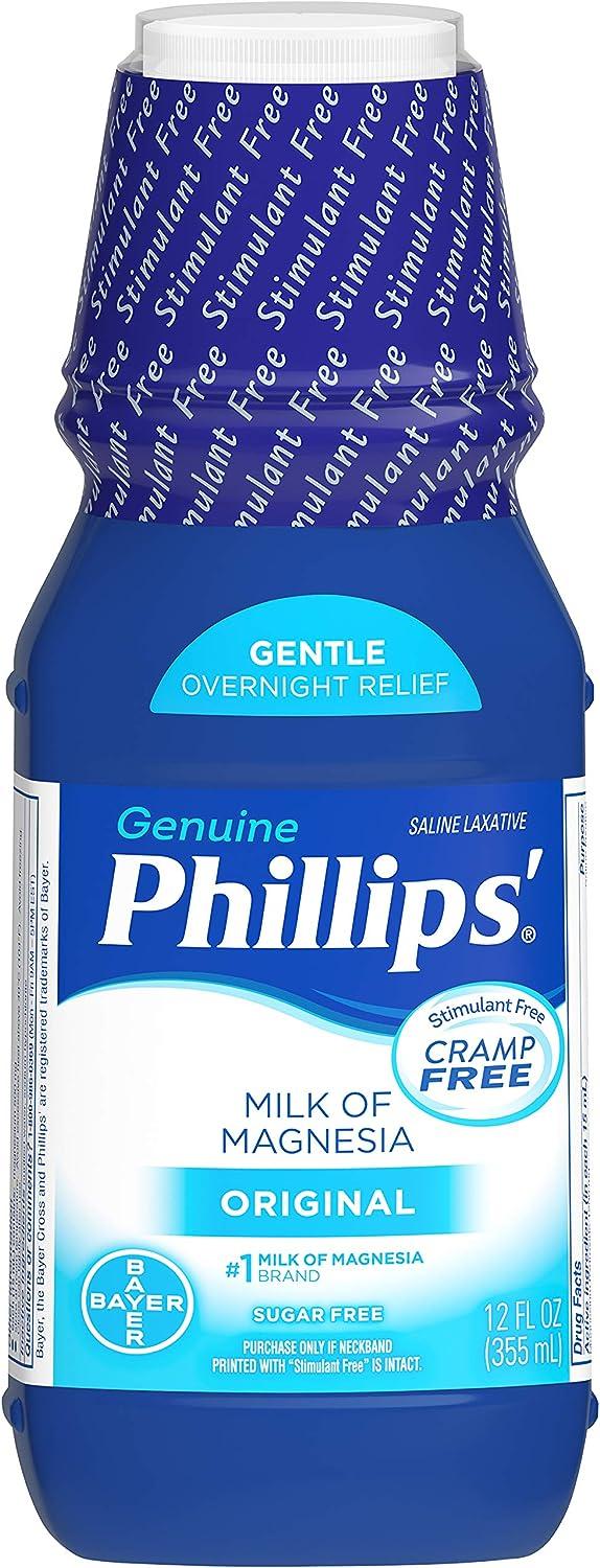 Phillips Milk of Magnesia 12oz: Laxative & Antacid in Original Flavor ...