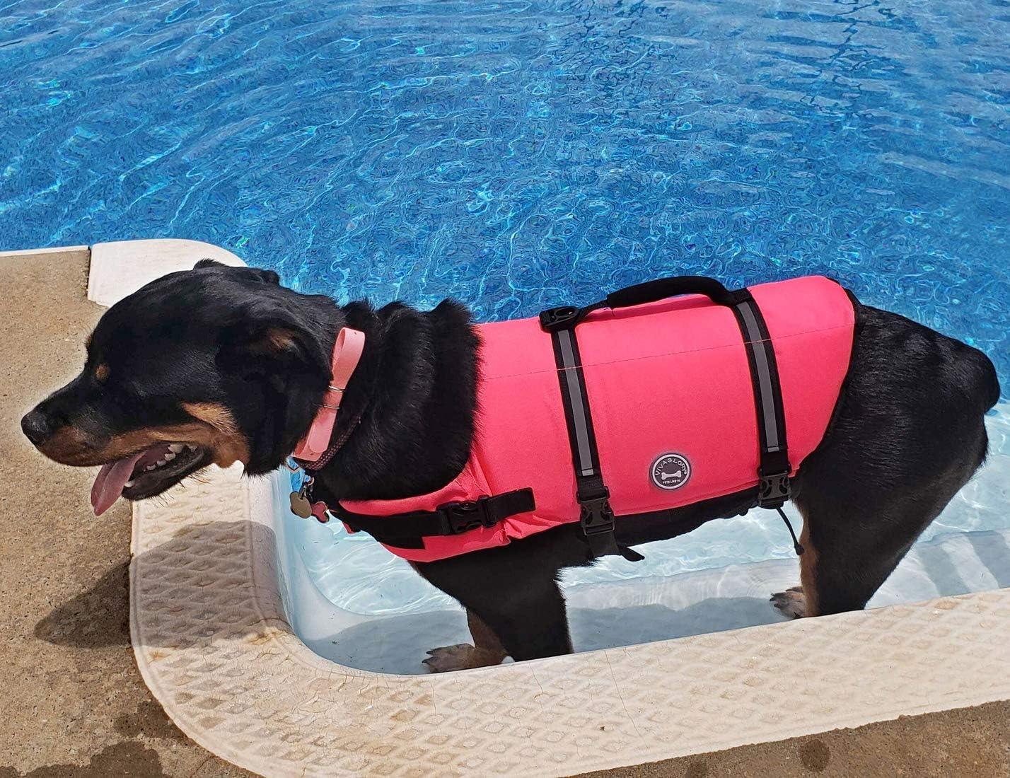 Vivaglory Ripstop Dog Lifeguard Vest | XS Neon Rosa | Enhanced Buoyancy ...