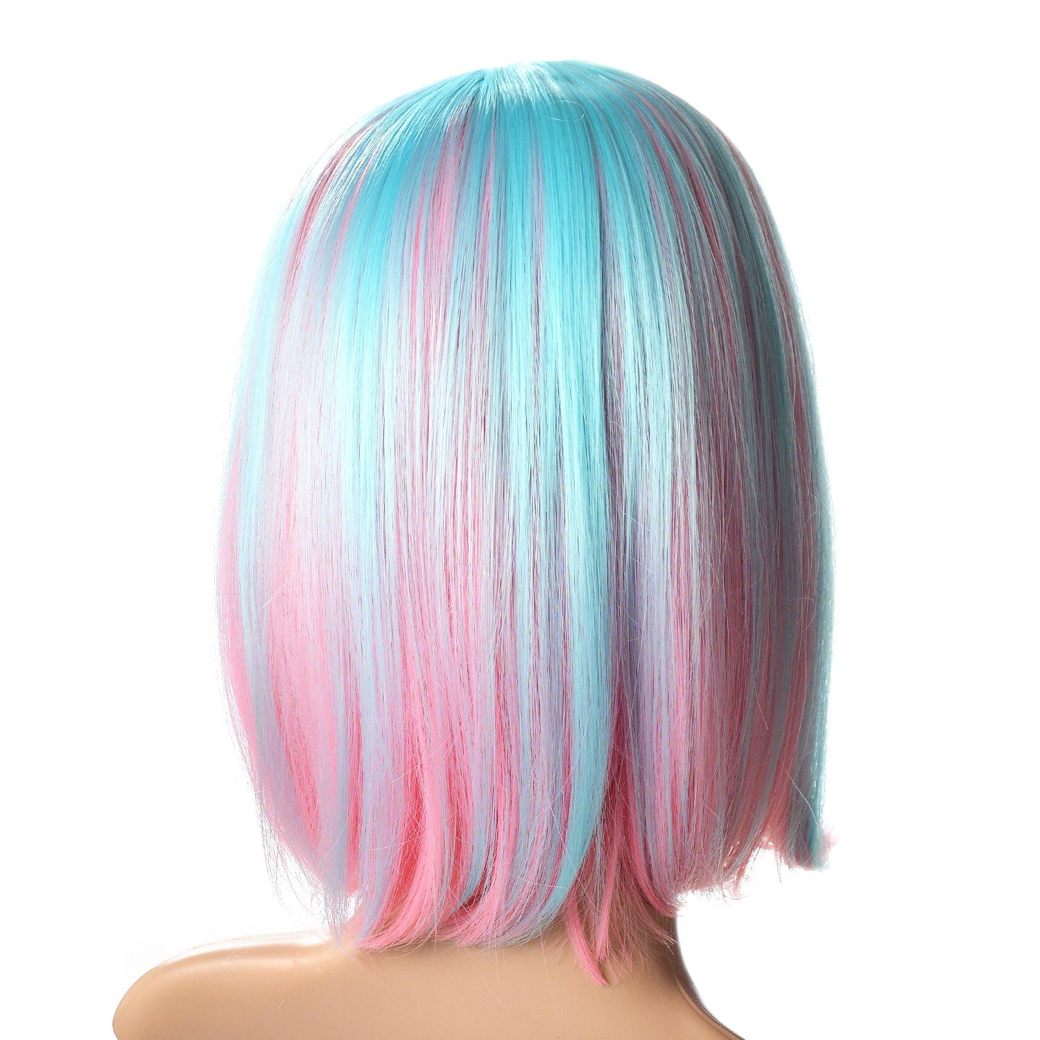 AGPTEK Multi-Color Ombre Short Bob Wig | Shoulder Length Hair Extension ...