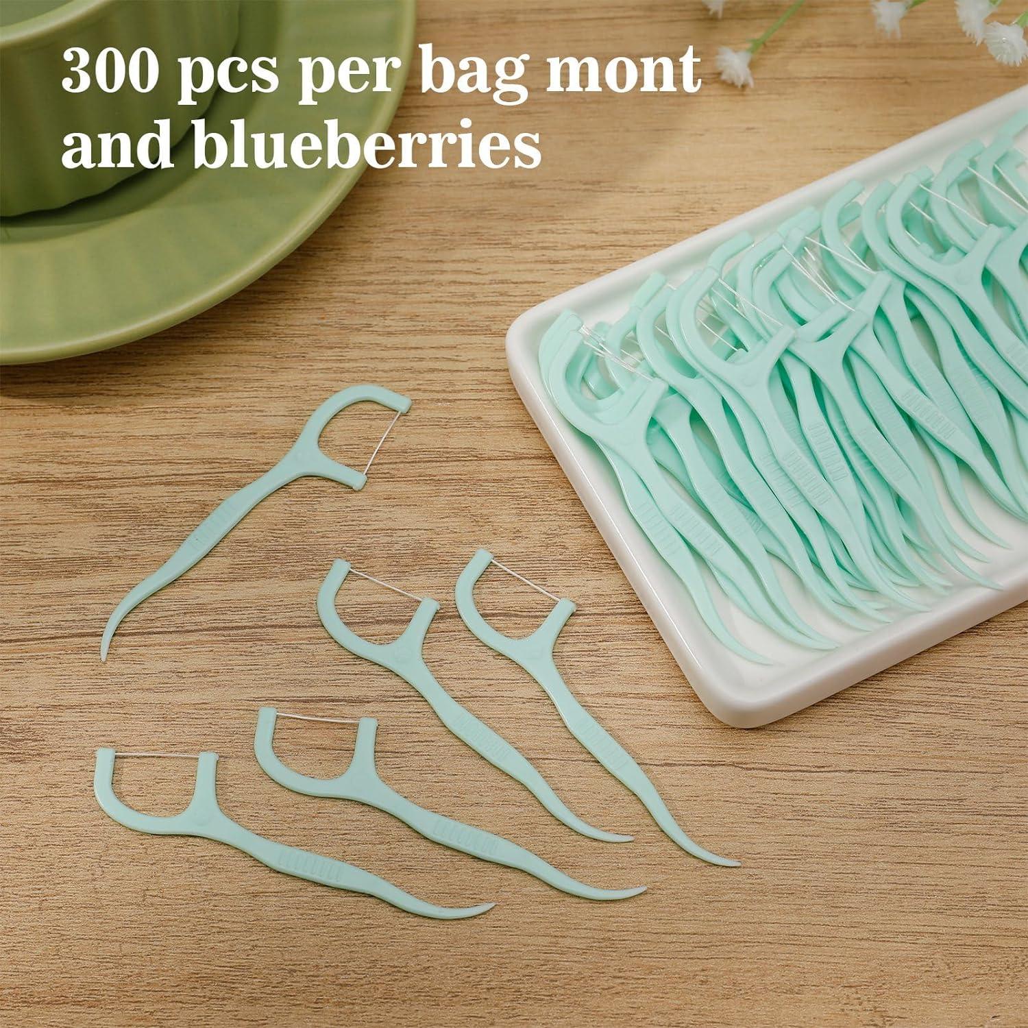 300 Pcs Umorismo Dental Floss Picks - Disposable 2 in 1 Toothpick for ...