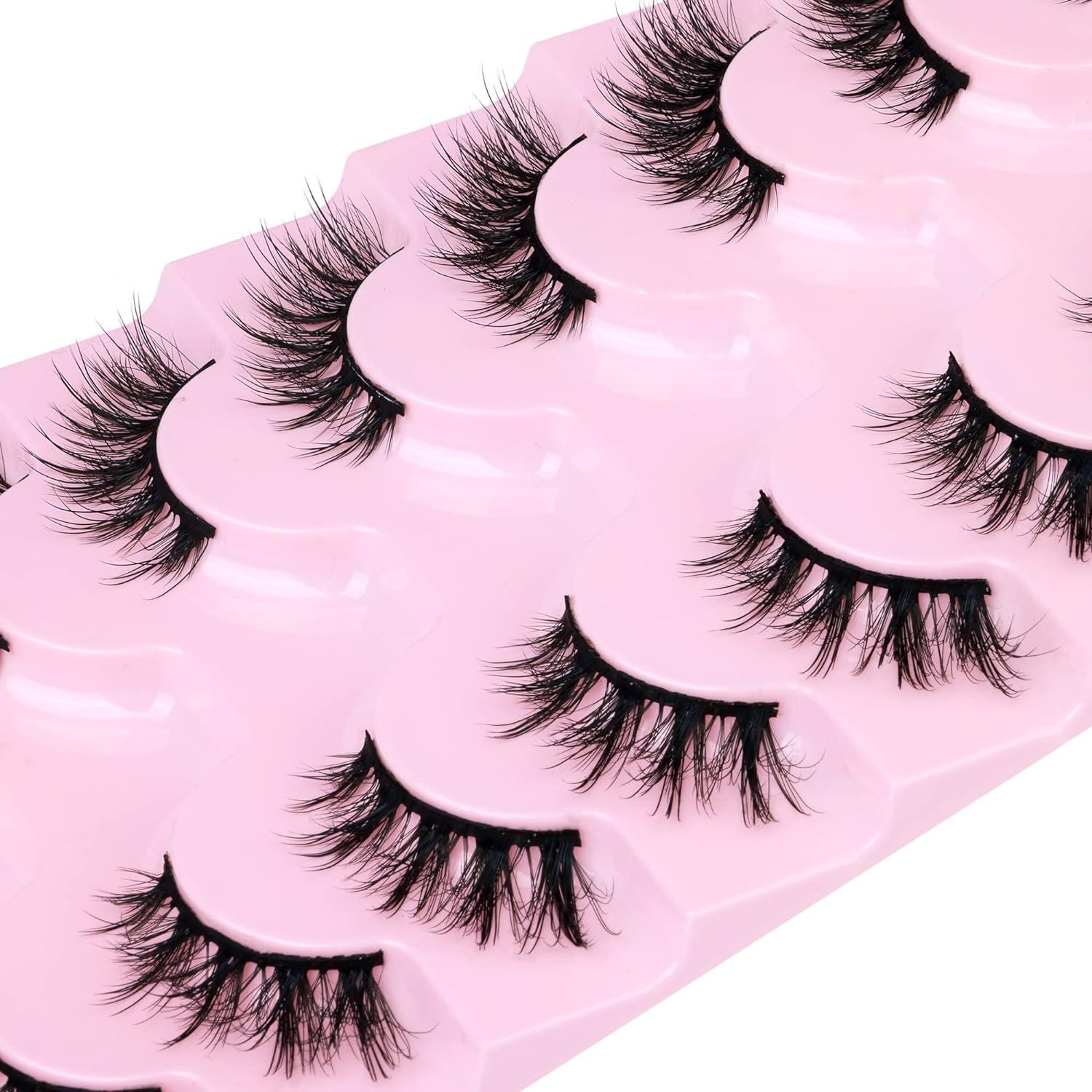 GVEFETIEE 5D Mink Half False Eyelashes - Natural Wispy Cat Eye ...