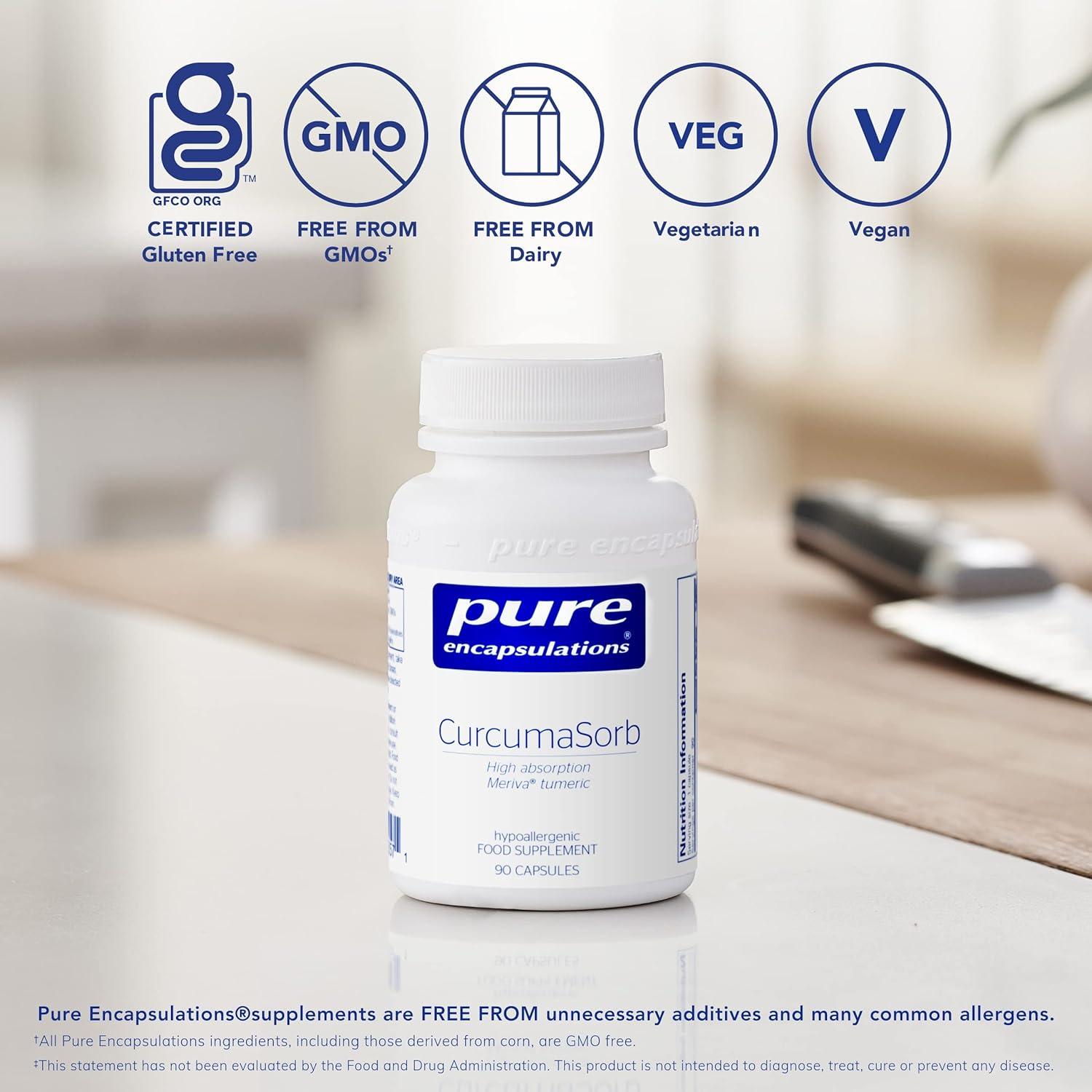 Pure Encapsulations CurcumaSorb - Meriva Turmeric Capsules - High Absorption Source of Curcumin ...