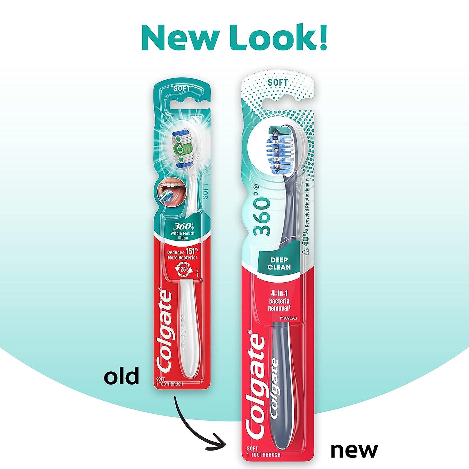 Colgate 360 Soft Toothbrush with Tongue and Cheek Cleaner - 1 Pack ...