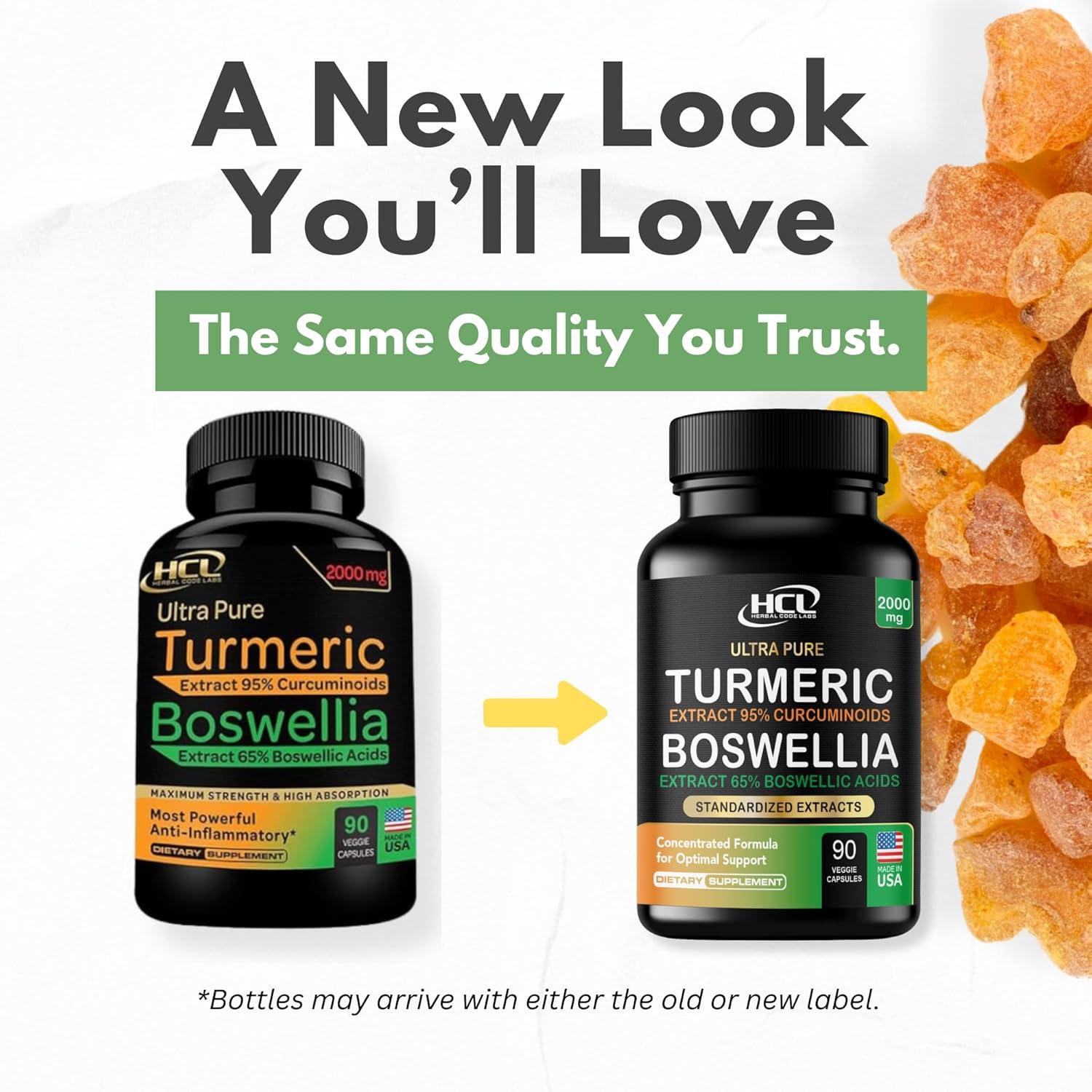 Turmeric Boswellia Extract Supplement 2000mg - Natural Joint Support ...