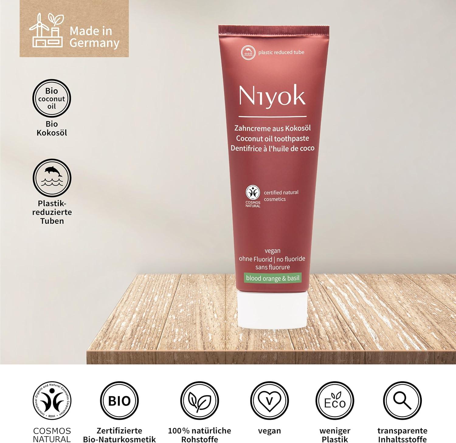 Niyok Organic Coconut Oil Toothpaste (3x75ml) - Vegan Fluoride-Free ...