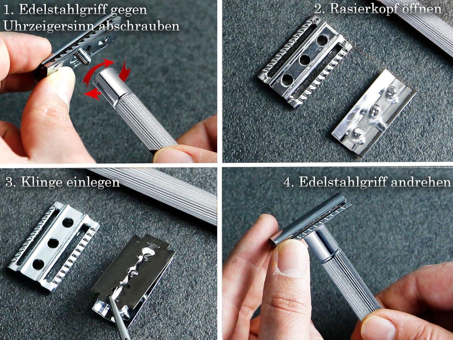 Solingen Razor for Men - German Closed Comb Safety Razor with 10 Blades ...