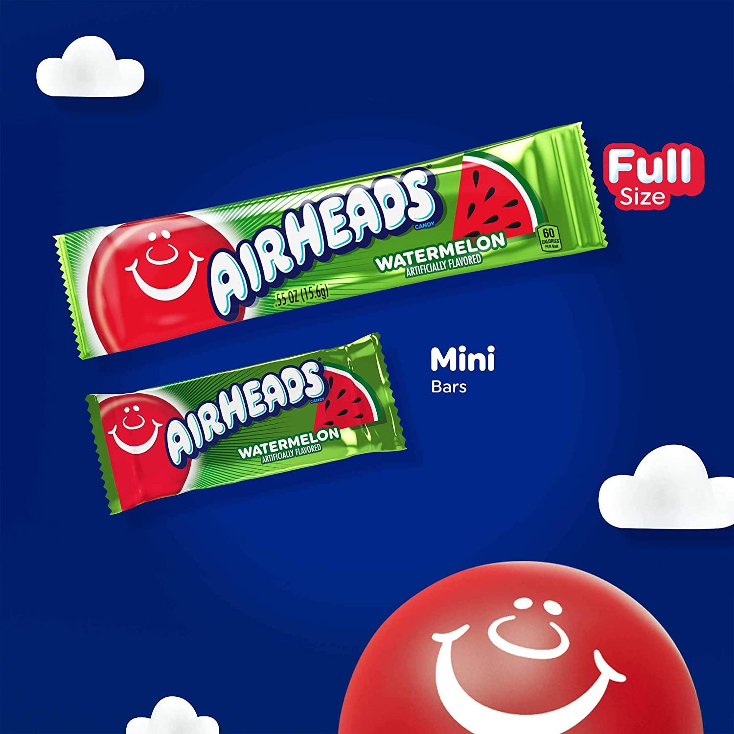 Airheads Candy Assorted Flavors, 5 Full Size Bars per Pack, Box of 18 ...